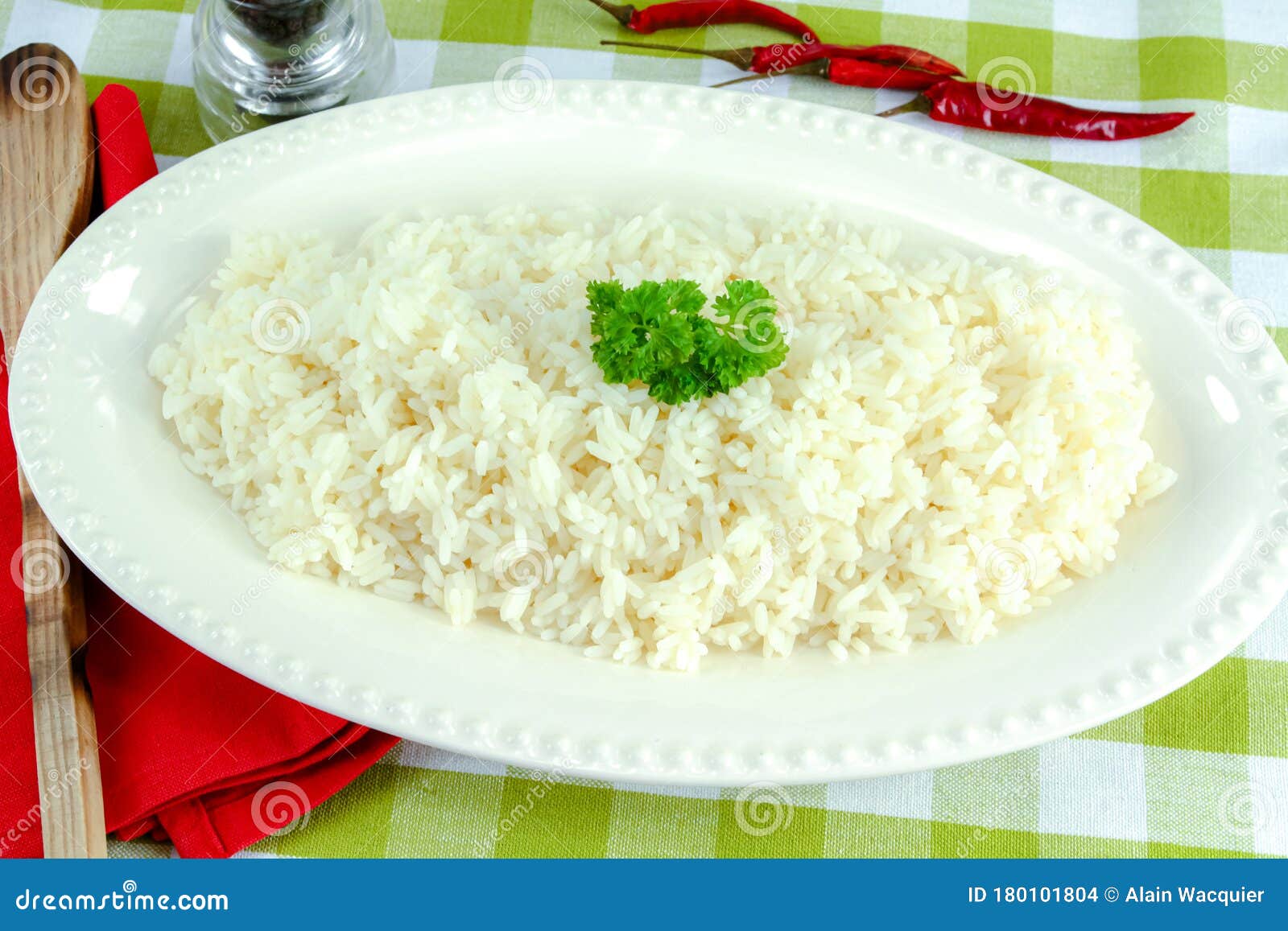 Dish of cooked white rice stock photo. Image of rice - 180101804