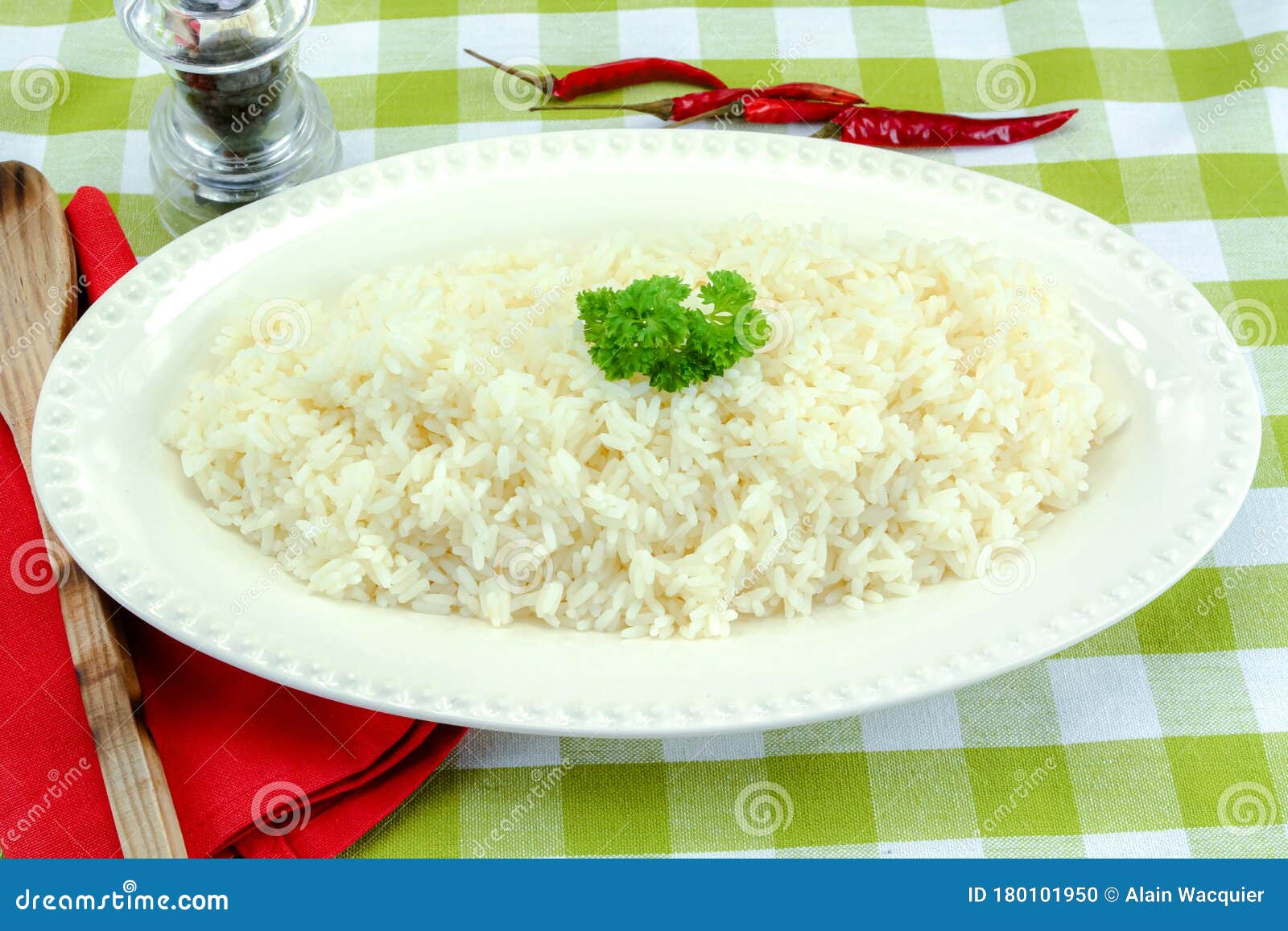 Dish of cooked white rice stock photo. Image of dish - 180101950