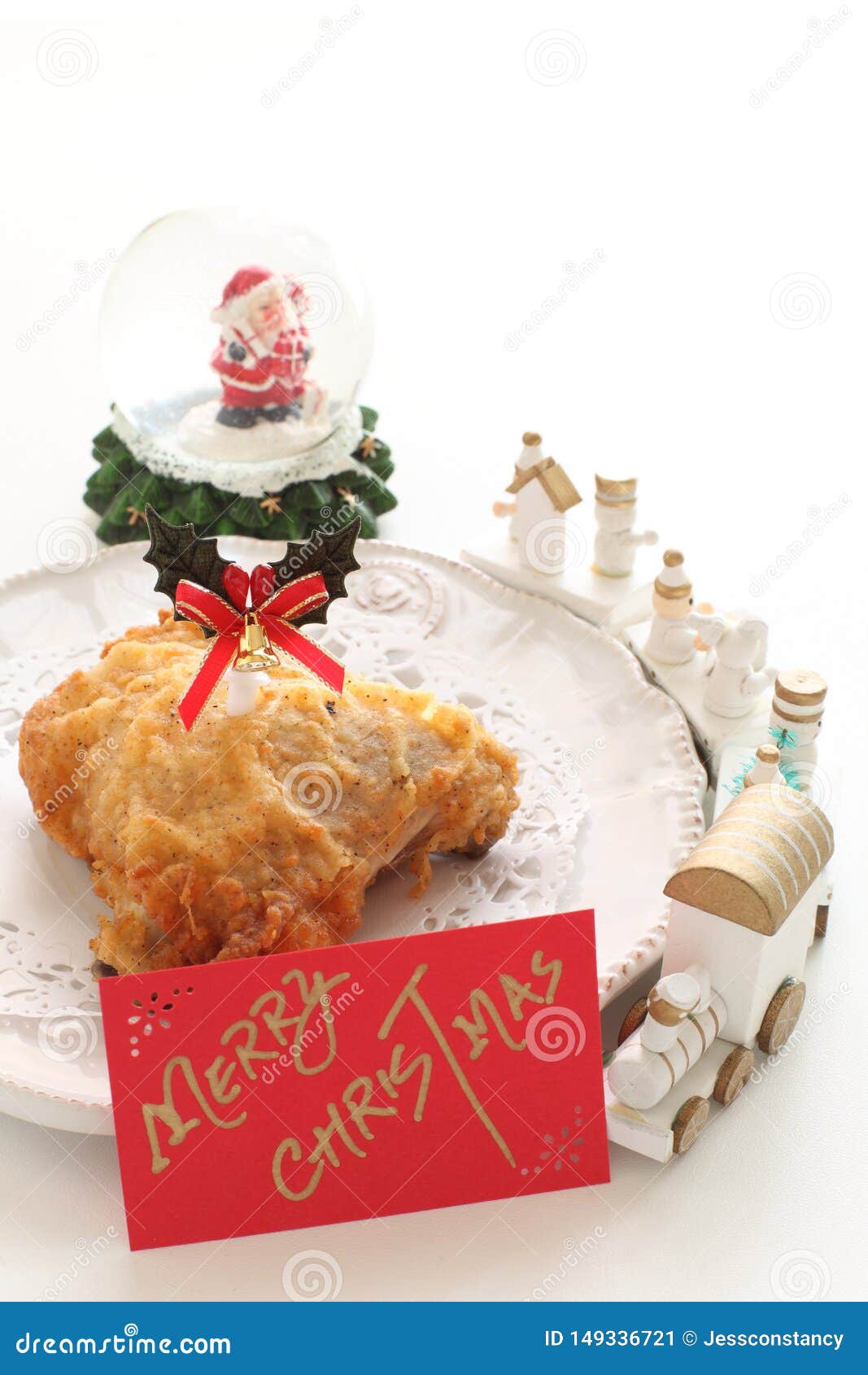 Fried Chicken and Christmas Ornament Stock Image - Image of space ...