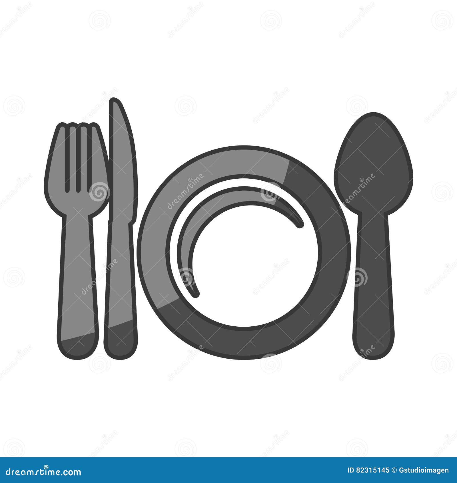 Dish with Cutlery Set Isolated Icon Stock Illustration - Illustration ...