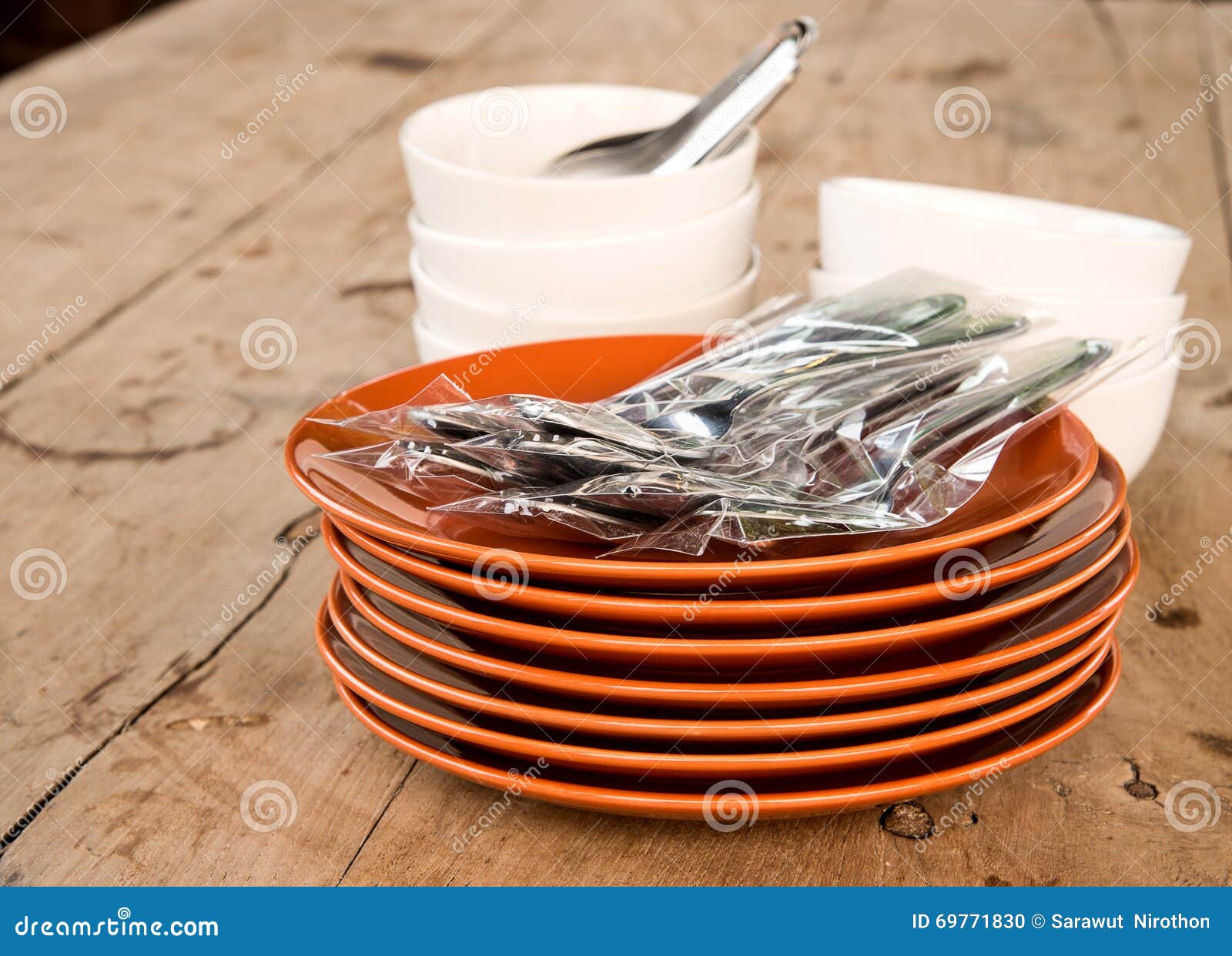 Dish Dark Brown Many Dishes Stacked , Fork , Cup White Stackable Stock ...