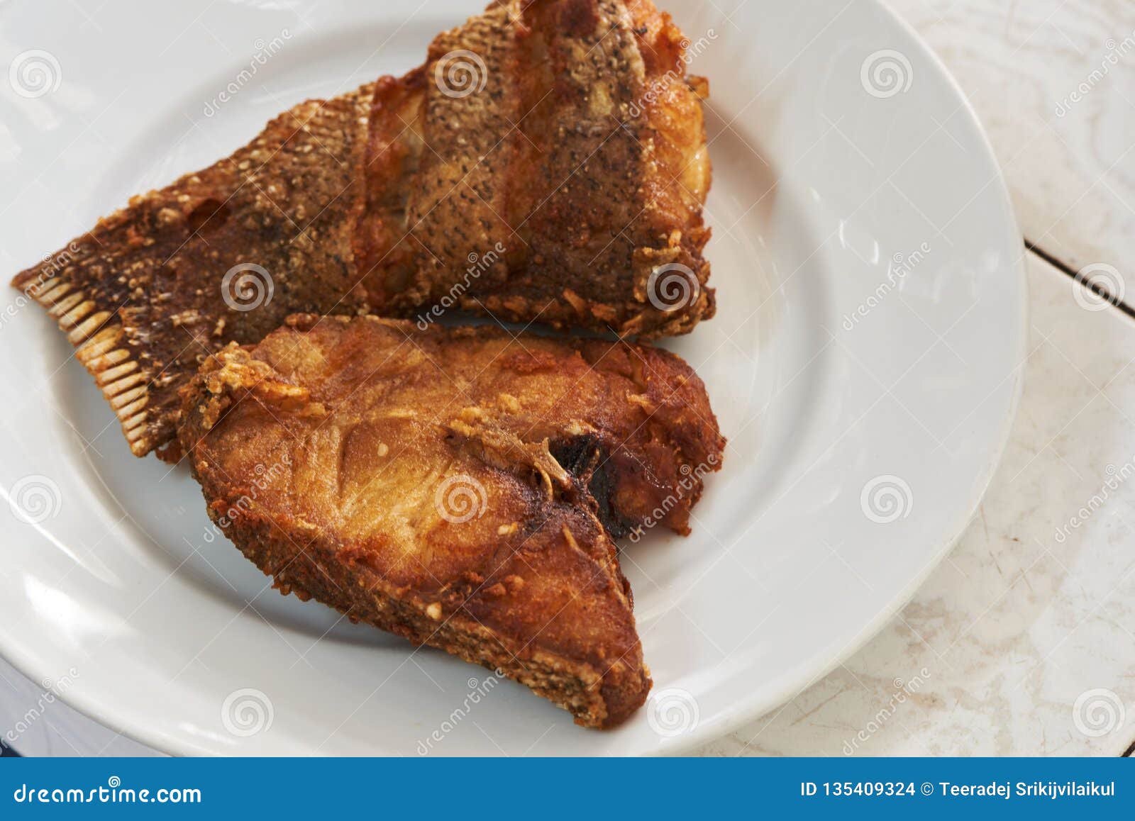 A Dish of Delicious Fried Grouper Fish Stock Photo - Image of food ...