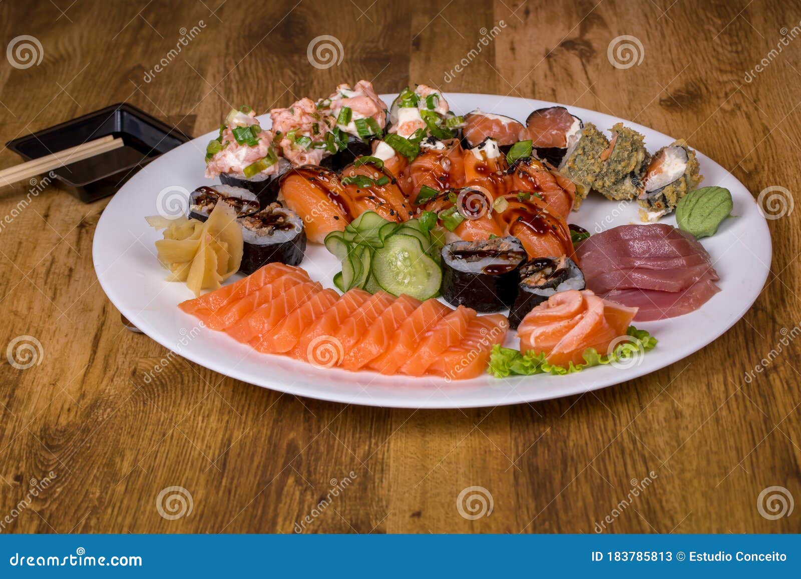 Dish with Different Types of Japanese Food Stock Image - Image of ...