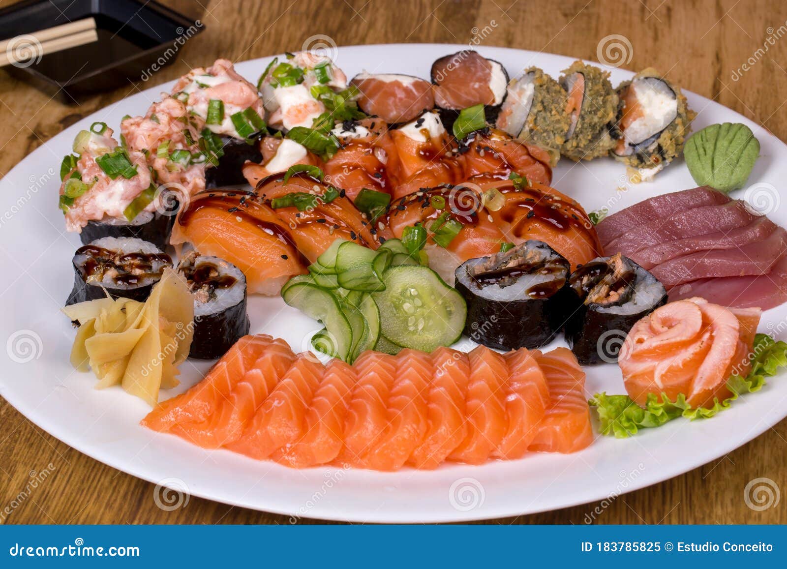 Dish with Different Types of Japanese Food Stock Image - Image of types ...