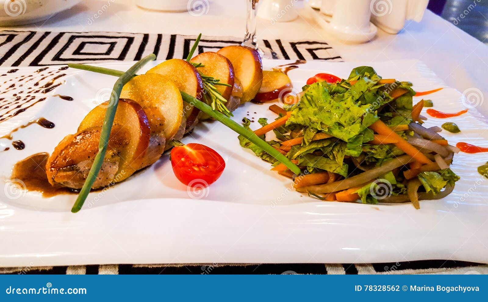 Duck with pear stock photo. Image of piece, dish, tomato - 78328562