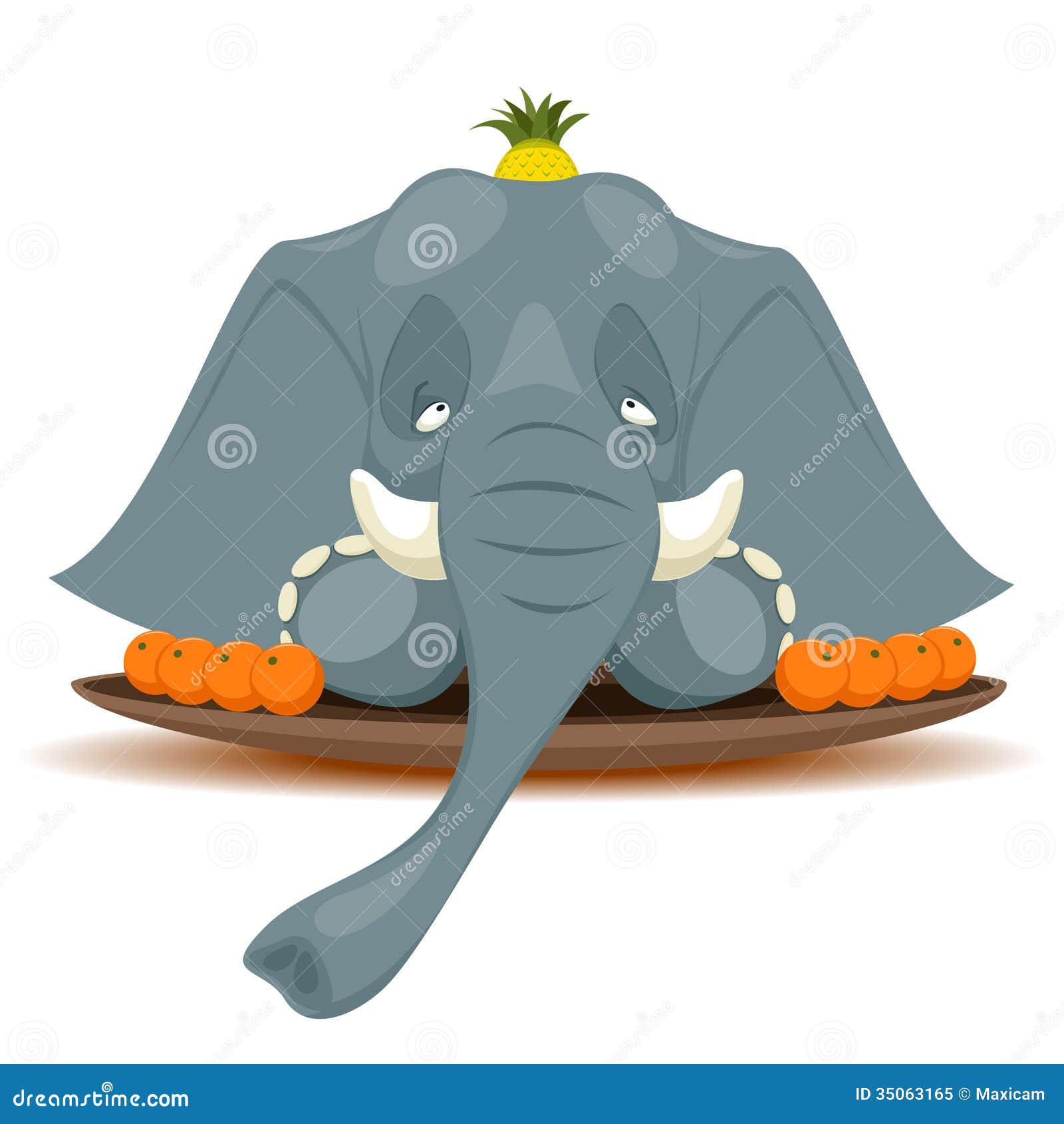 Dish with Elephant for Terribly Hungry Stock Vector - Illustration of ...