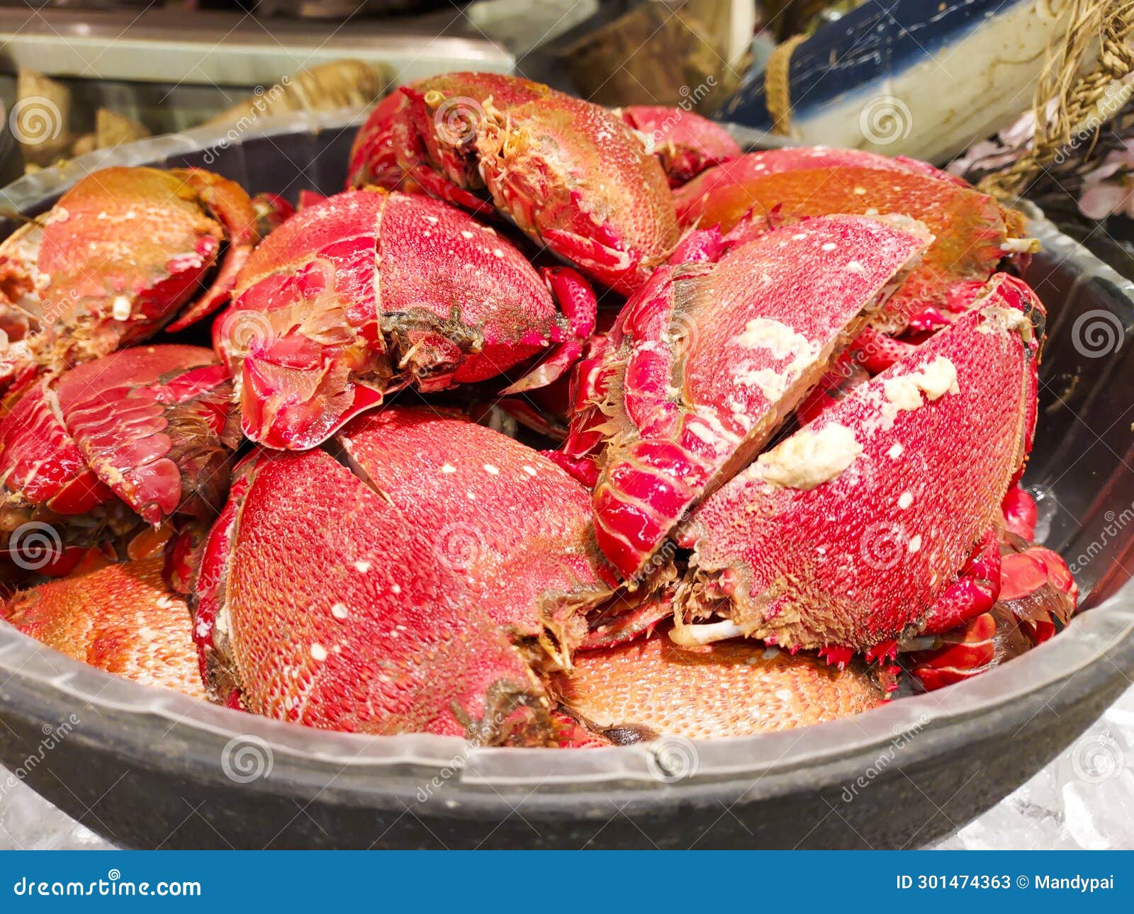 Boiled Spanner Crab, Red Frog Crab in a Seafood Restaurant. Stock Image ...