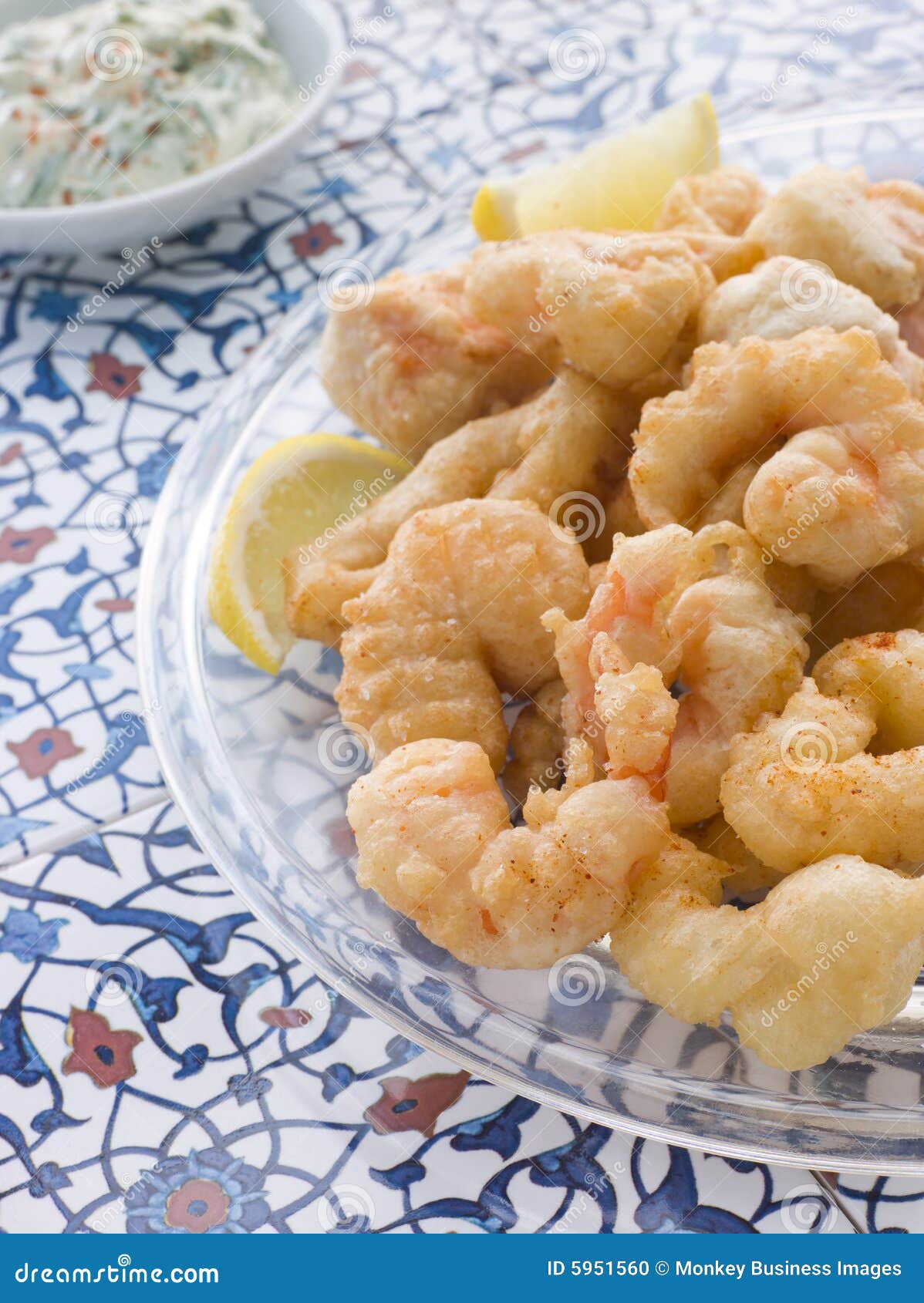 Dish of Fritto Misto Di Mare with Herb Dressing Stock Photo - Image of ...