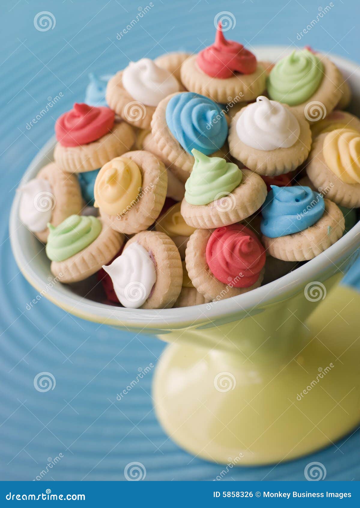 Dish of Iced Gem Biscuits stock photo. Image of sweet - 5858326