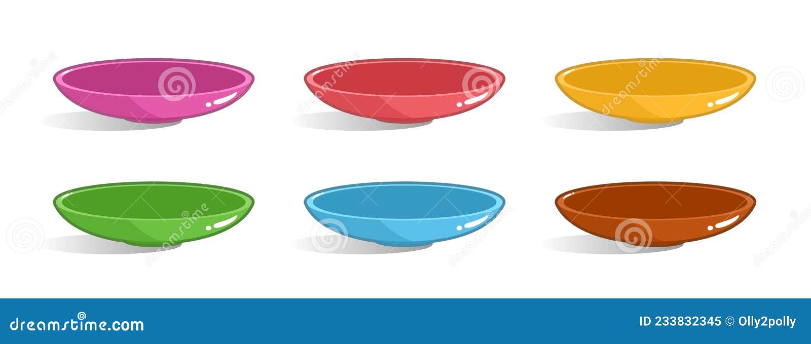 Dish Icon Set. Cartoon Empty Dishes Isolated on White Background Stock ...