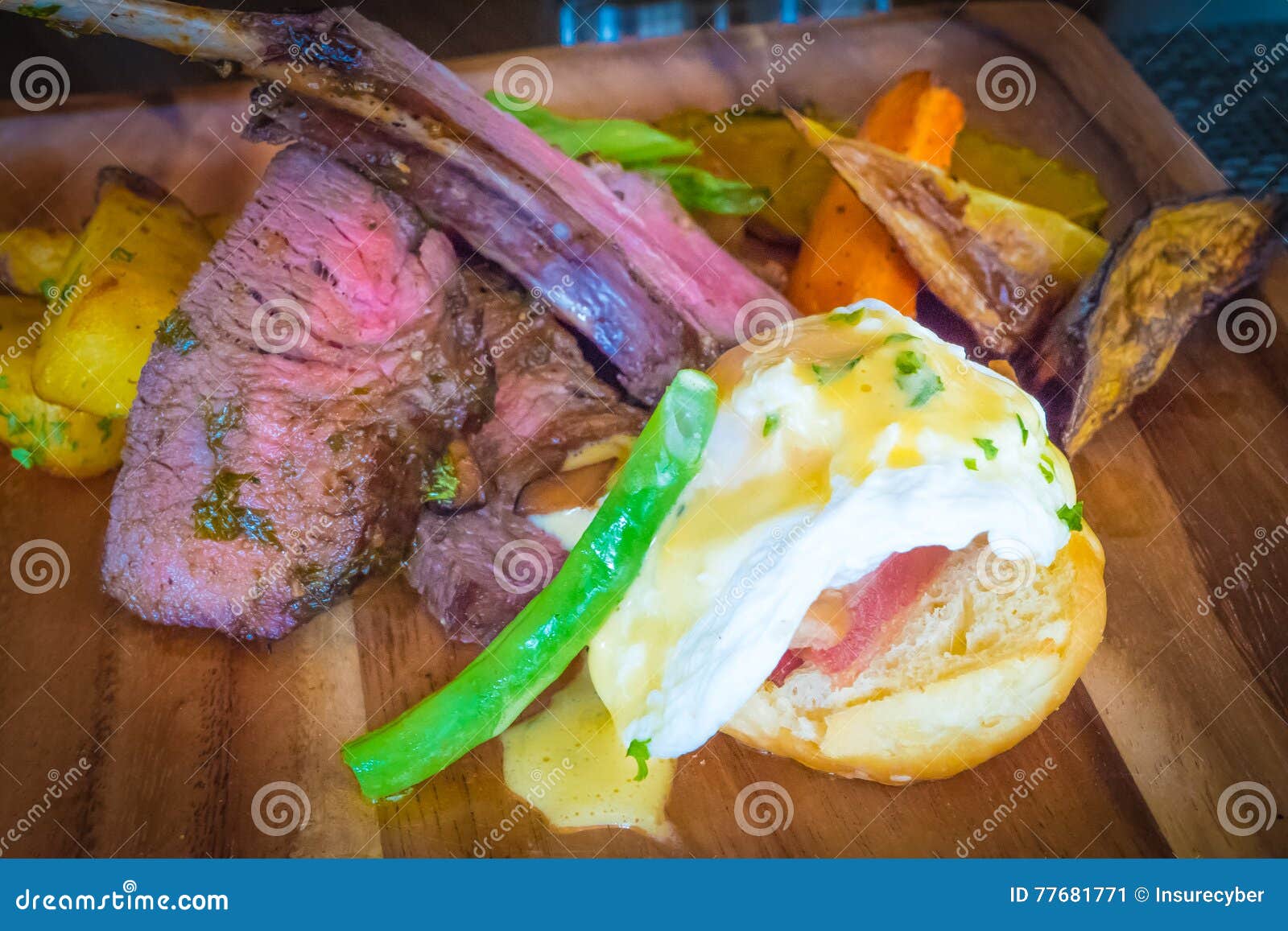 A Dish of Lamb Steak with Egg Benedict Stock Image - Image of fresh ...