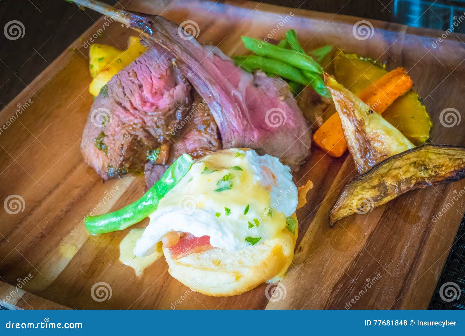 A Dish of Lamb Steak with Egg Benedict Stock Photo - Image of british ...