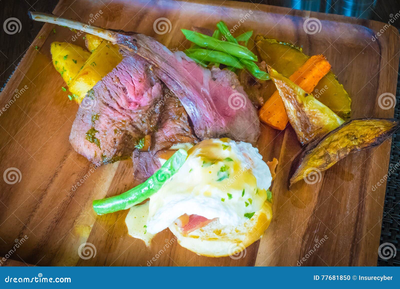 A Dish of Lamb Steak with Egg Benedict Stock Photo - Image of culinary ...