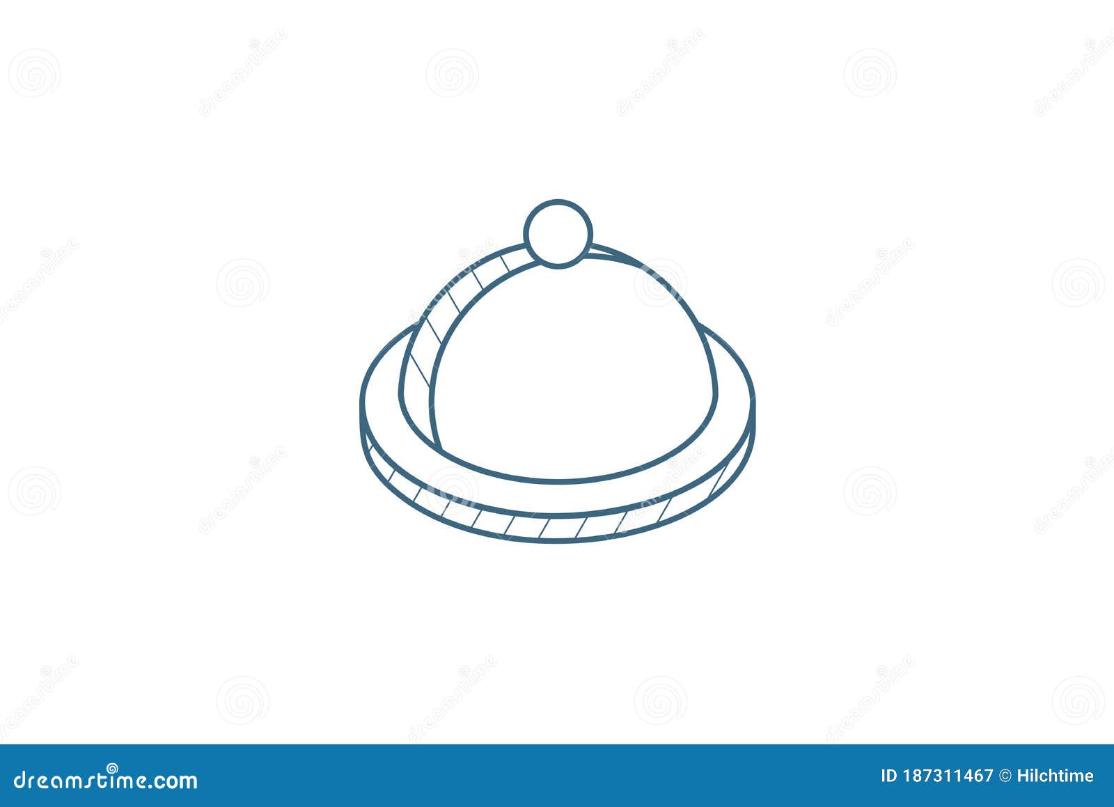 Dish with Lid Isometric Icon. 3d Line Art Technical Drawing. Editable ...