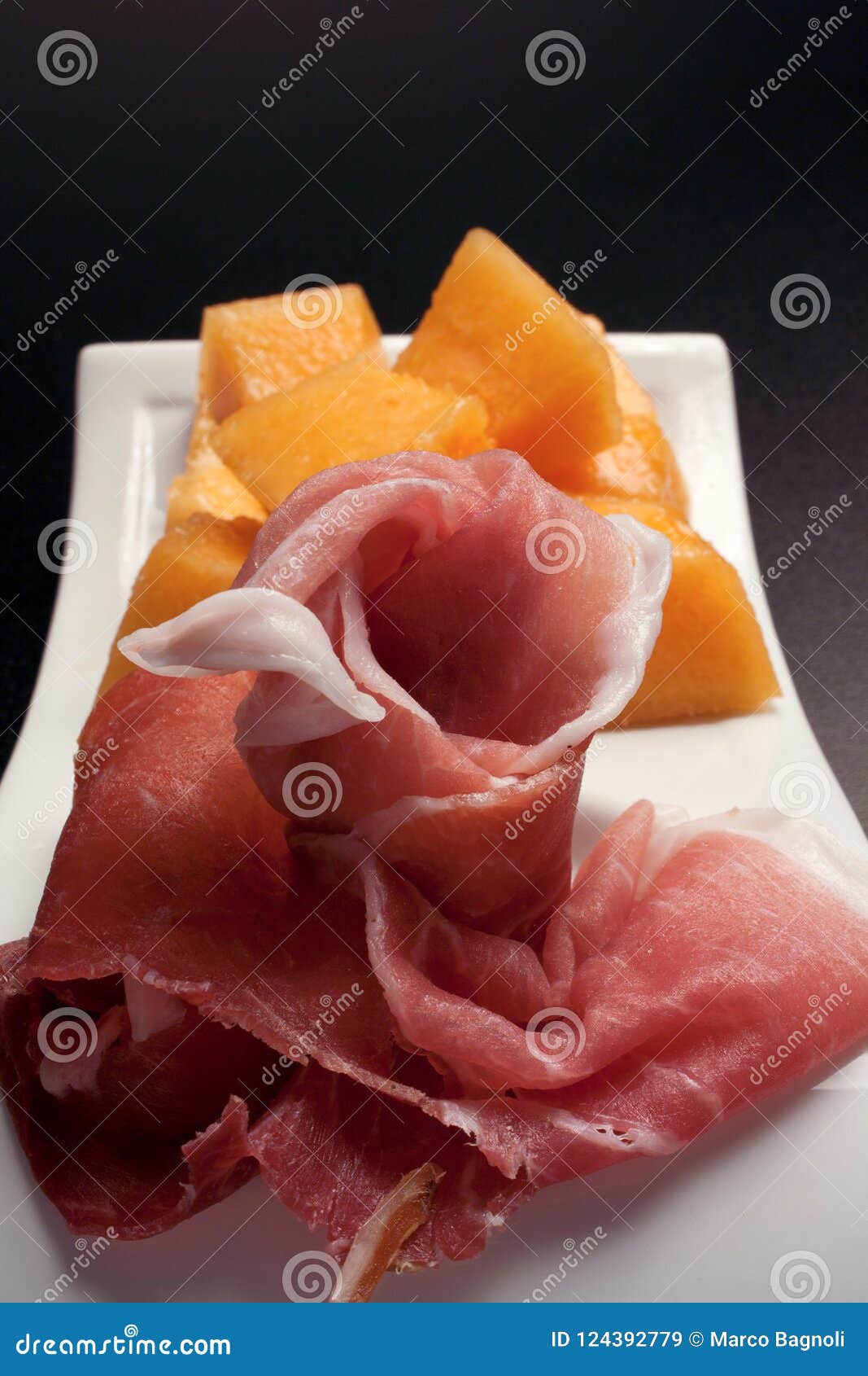 Melon and ham stock image. Image of salad, closeup, ingredient - 124392779