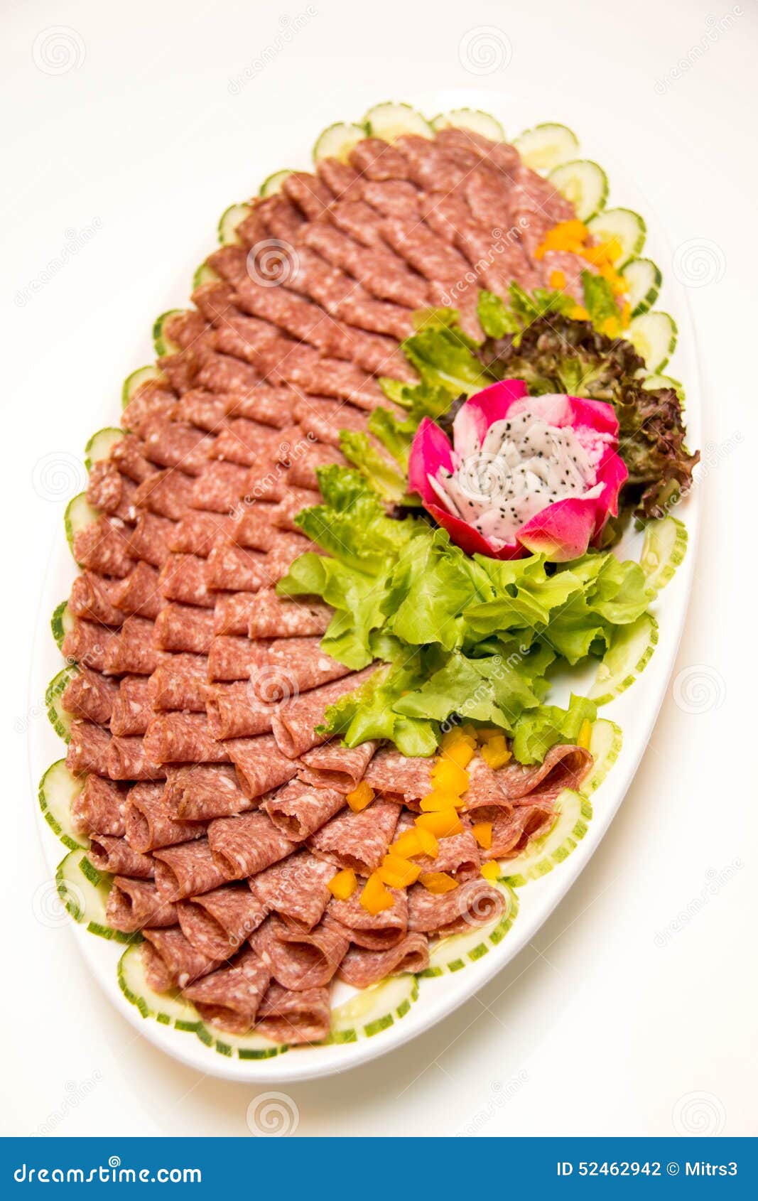 Dish of mixed cold cuts. stock photo. Image of slices - 52462942