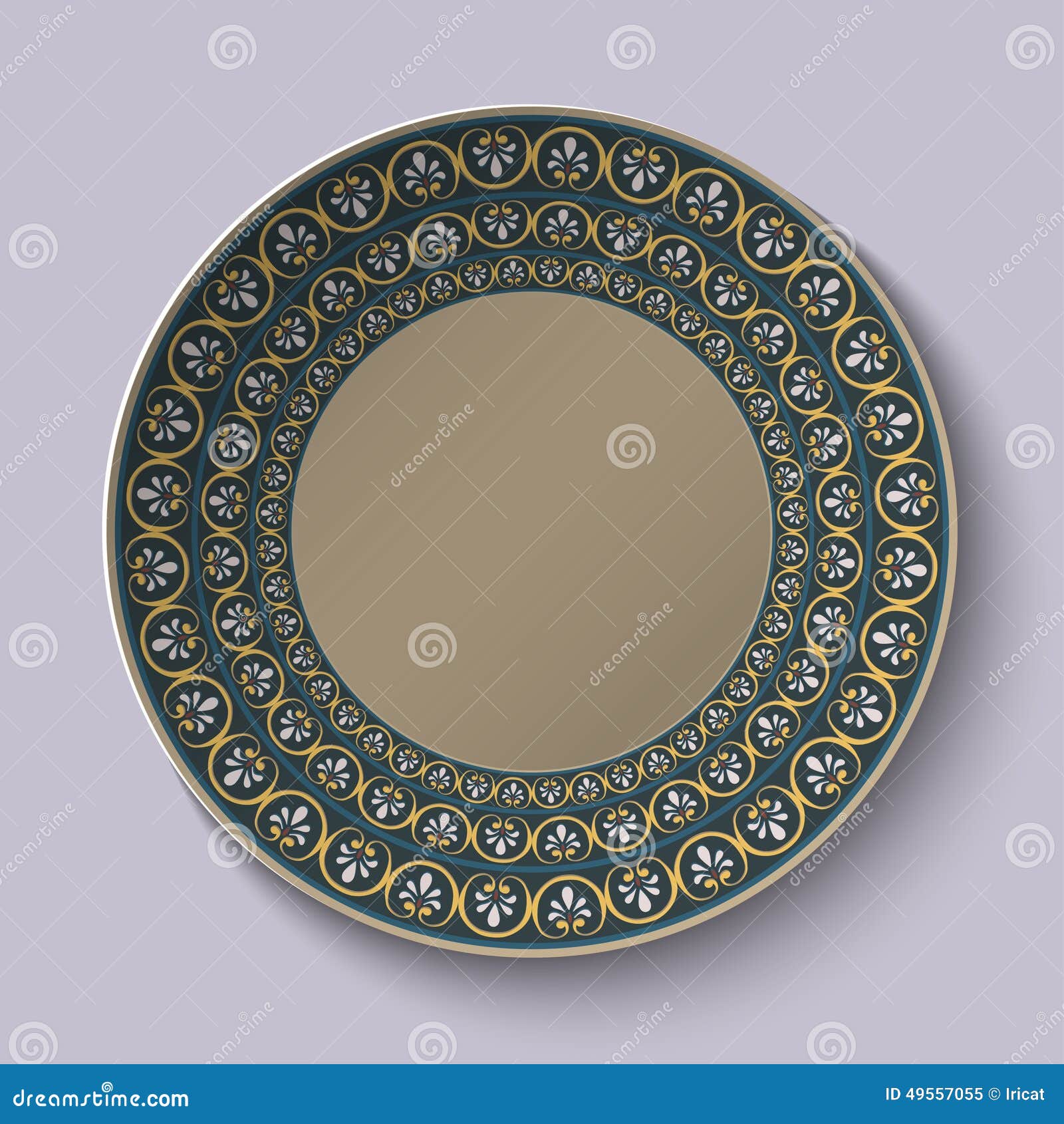 Dish with Ornament Stylized the Ancient Roman Pattern. Stock Vector ...