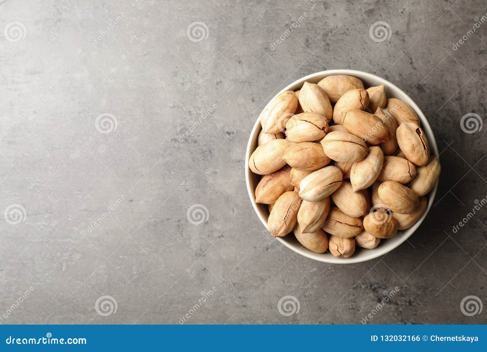 Dish with Ripe Pecan Nuts on Table, Top View Stock Photo - Image of ...