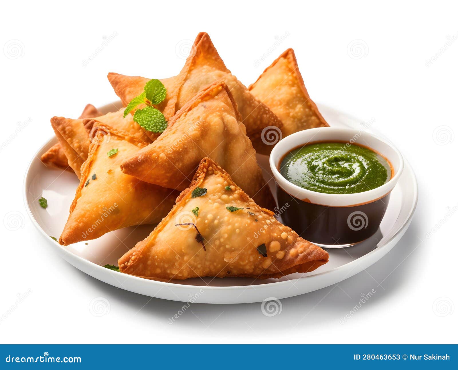 A Dish of Samosas from India. Generative AI Stock Illustration ...