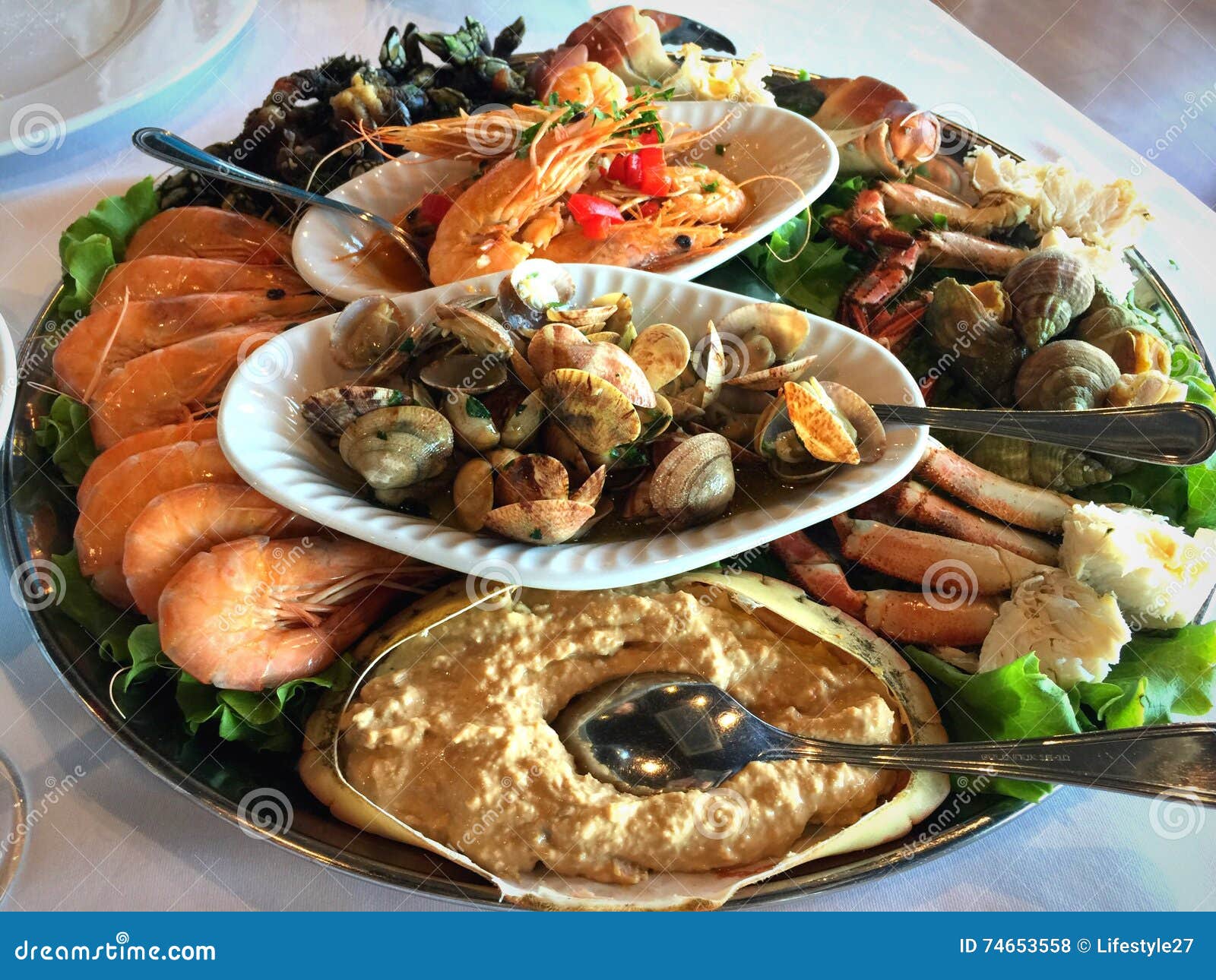 Dish of seafood stock photo. Image of dish, shell, food - 74653558