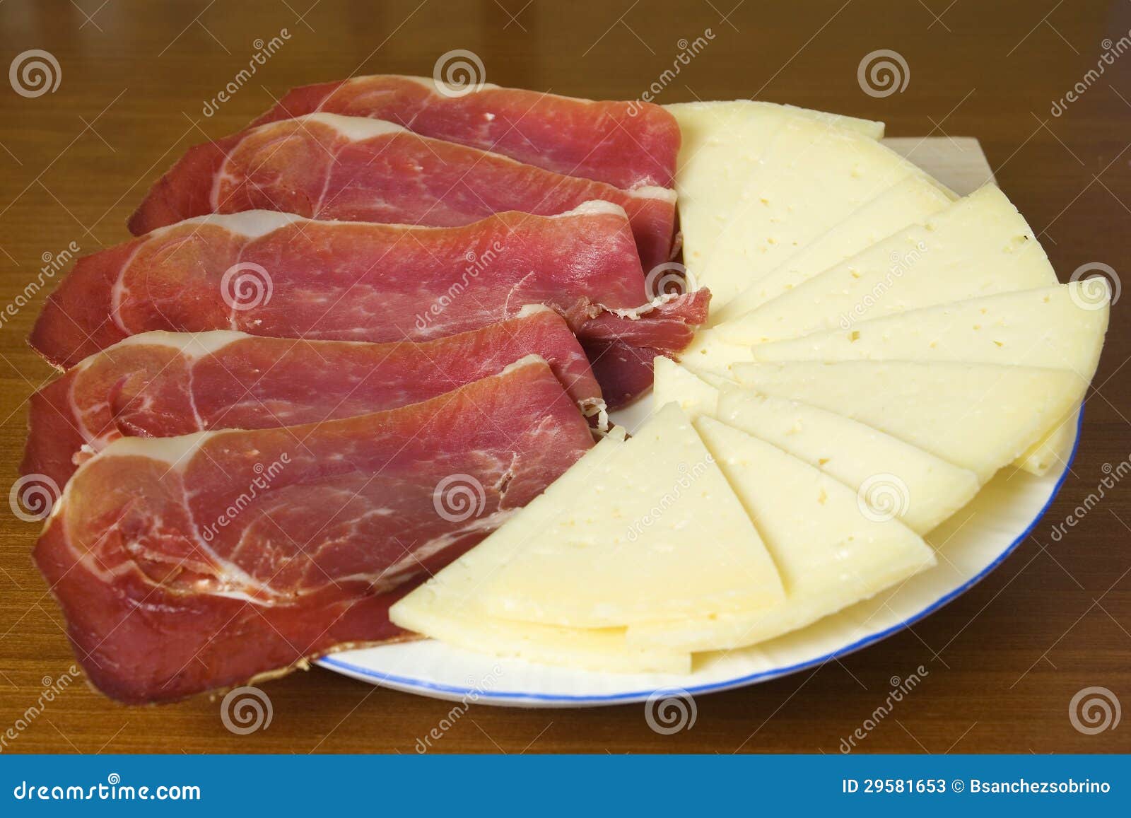 Dish with Slices of Ham and Cheese Stock Image - Image of mediterranean ...