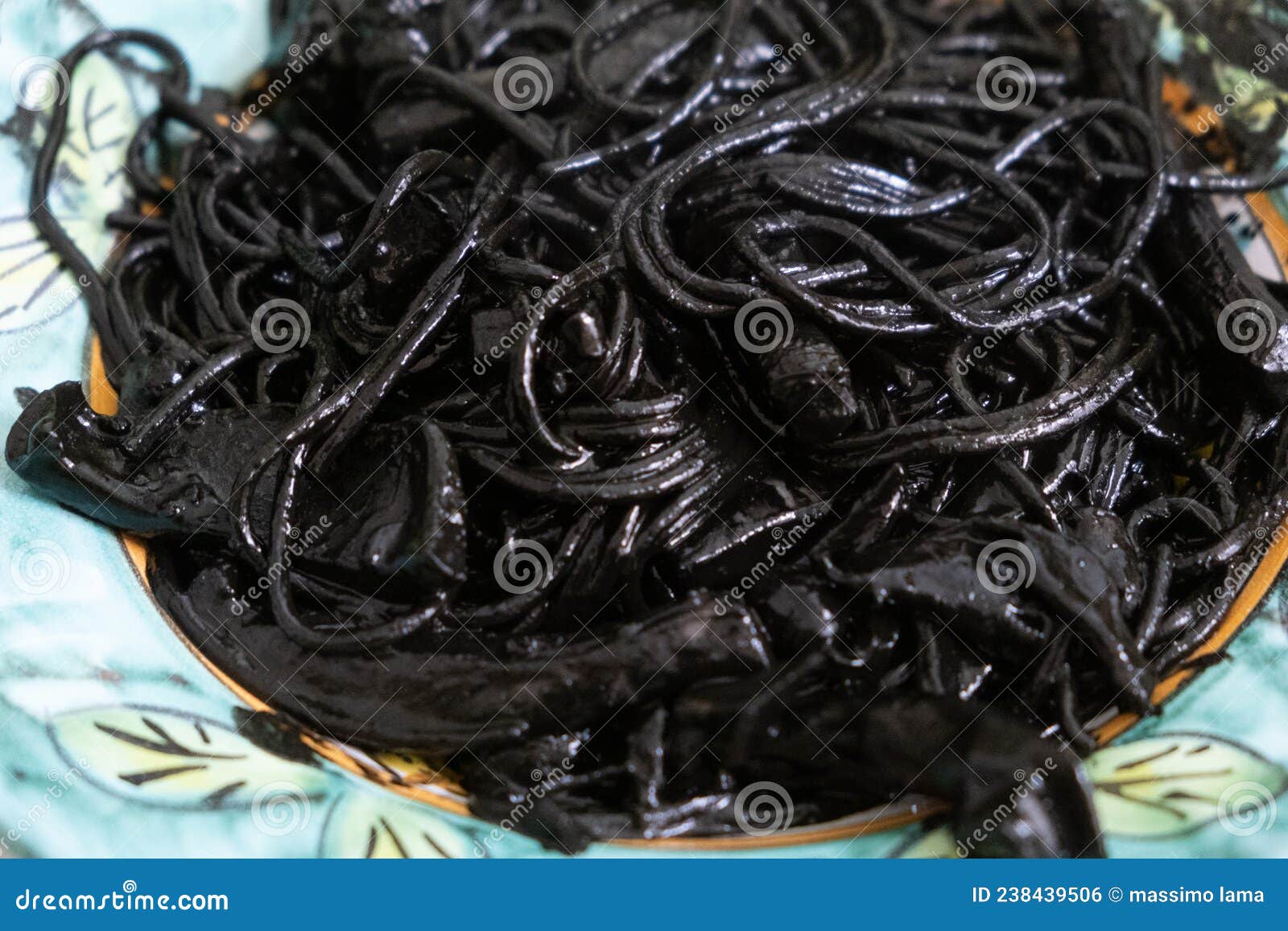 Spaghetti with Cuttlefish Ink Stock Photo - Image of fresh, closeup ...