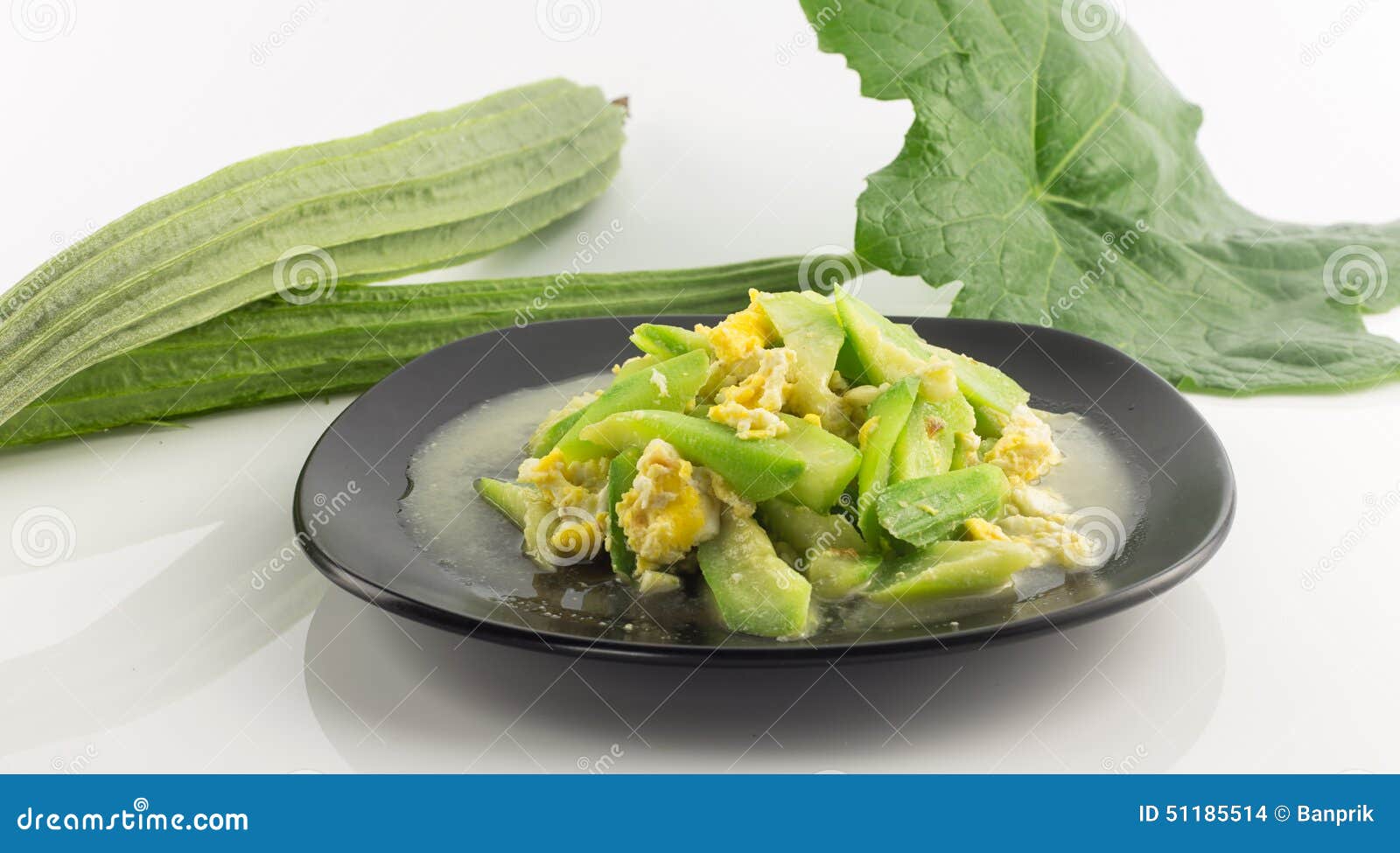 Dish of Stir Fried Angled Gourd with Eggs Stock Photo - Image of ...