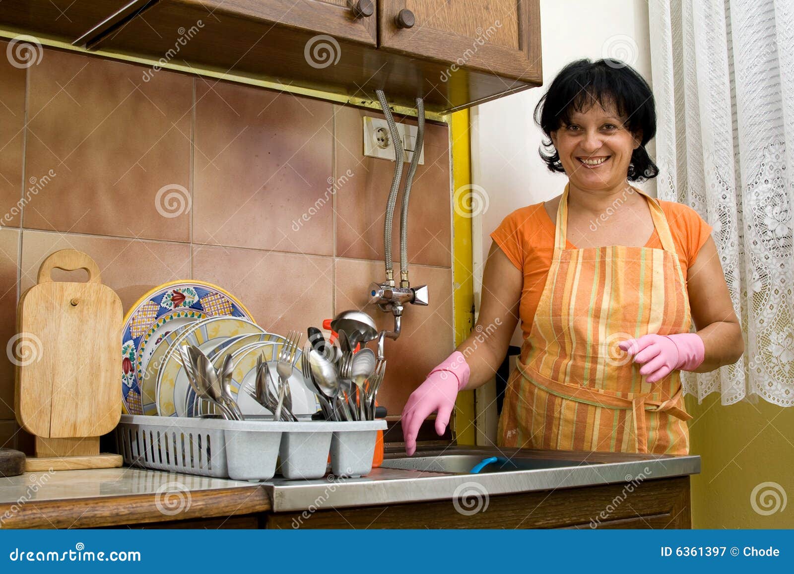 Dish washing stock image. Image of home, kitchenware, gloves - 6361397