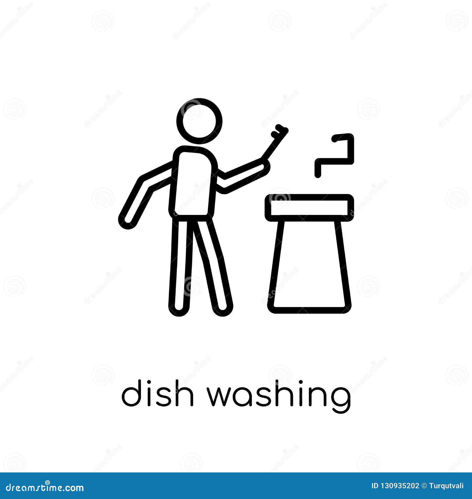 Dish Washing Icon. Trendy Modern Flat Linear Vector Dish Washing Stock ...