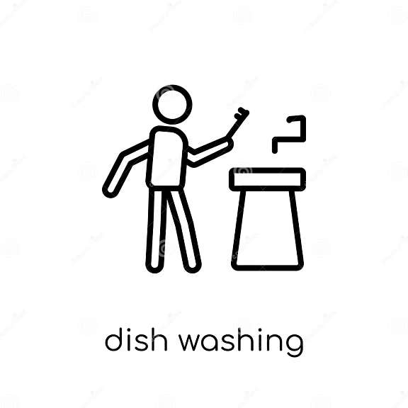 Dish Washing Icon. Trendy Modern Flat Linear Vector Dish Washing Stock ...
