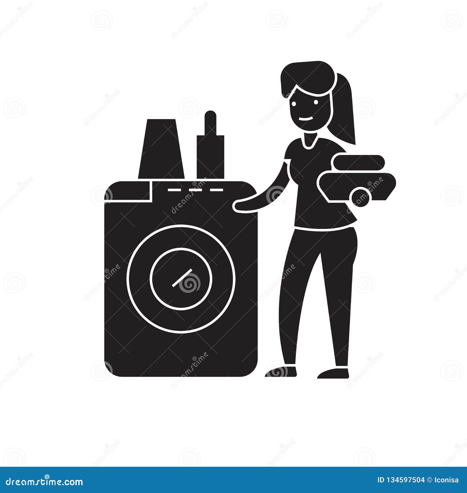 Dish Washing Machine Black Vector Concept Icon. Dish Washing Machine ...