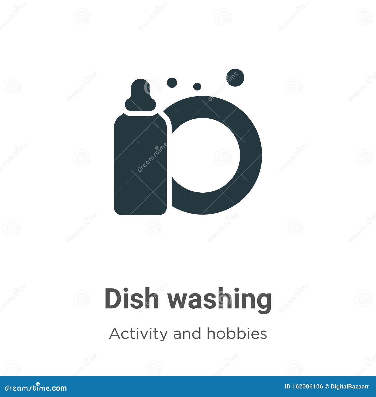 Dish Washing Vector Icon on White Background. Flat Vector Dish Washing ...