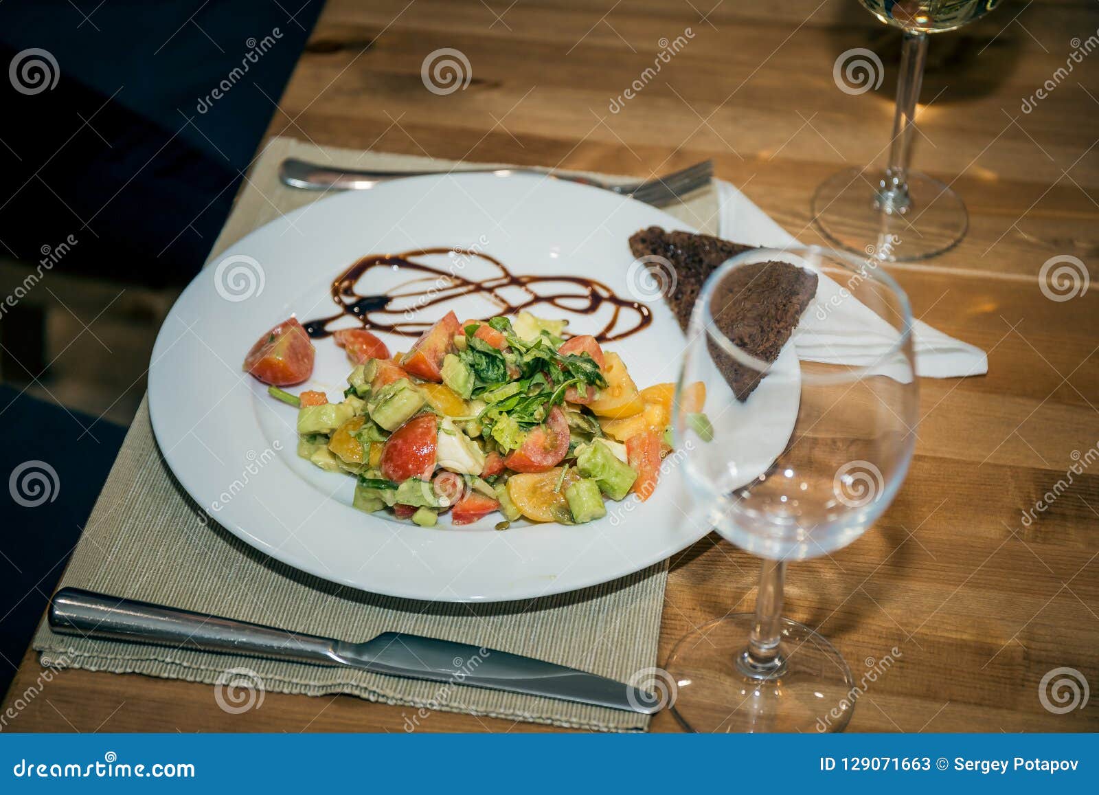 Dish on a White Plate. Finished Dish in the Cafe on the Table Stock ...
