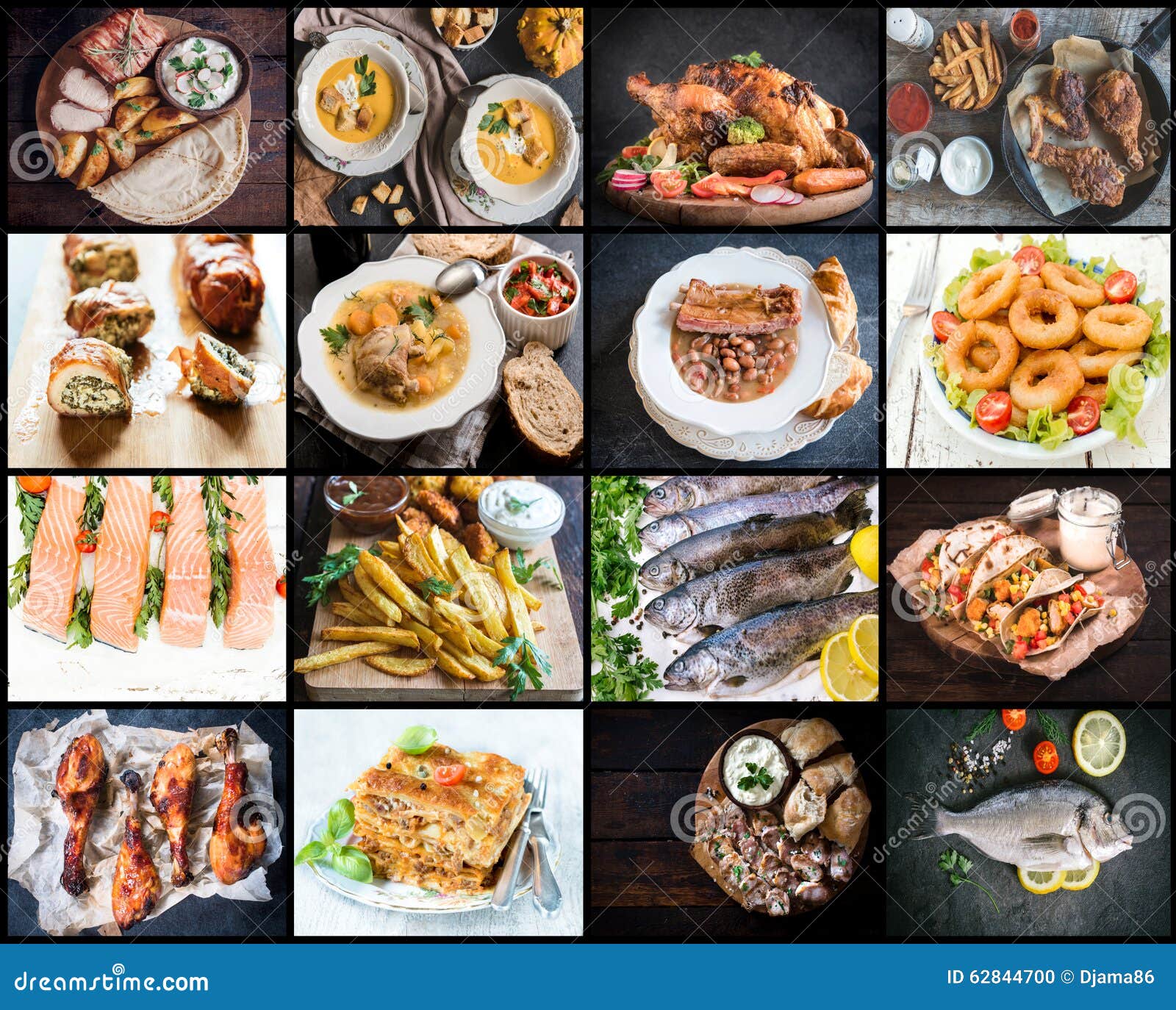 Dishes collage stock photo. Image of culinary, pork, chicken - 62844700