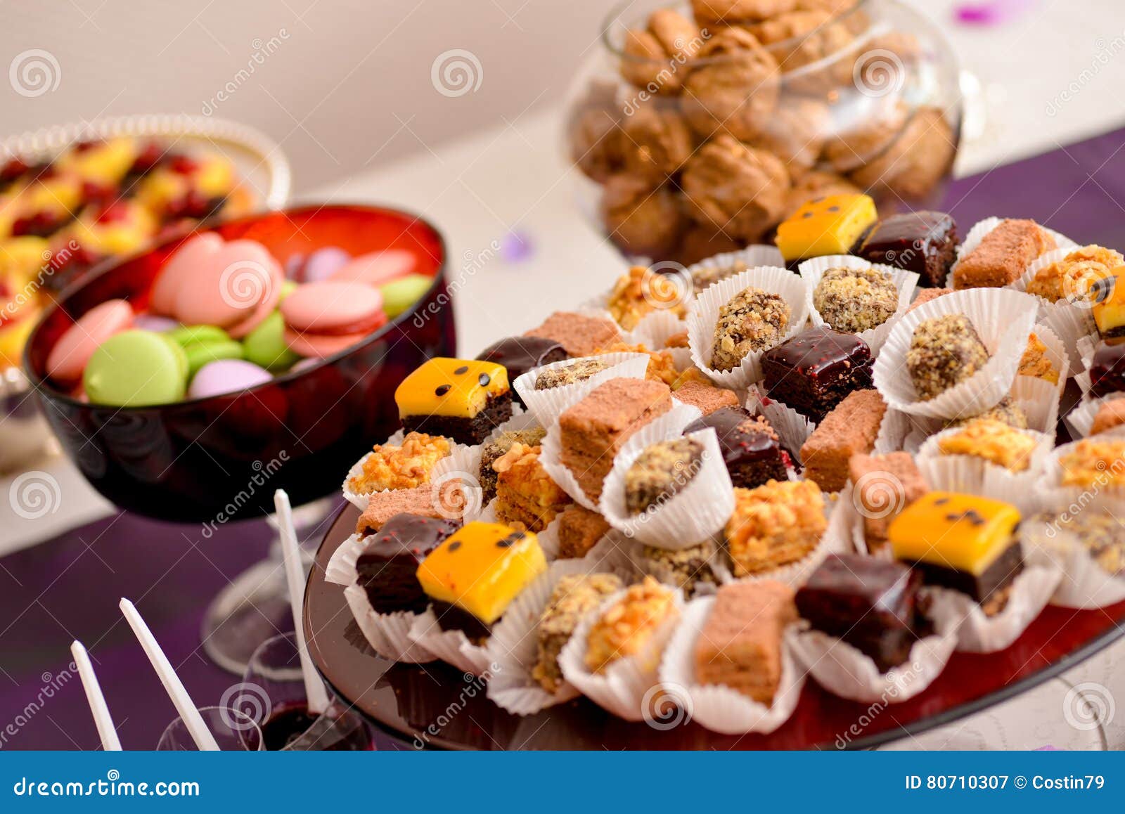 Dishes with Cookies on the Table Stock Image - Image of banquet ...
