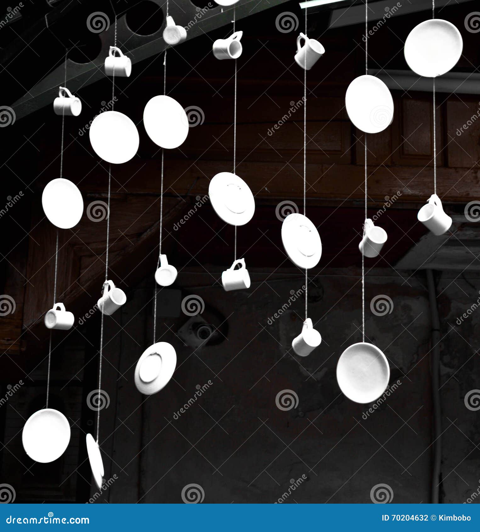 Dishes and Cups Hanging on the Ropes Stock Photo - Image of hang, clean ...