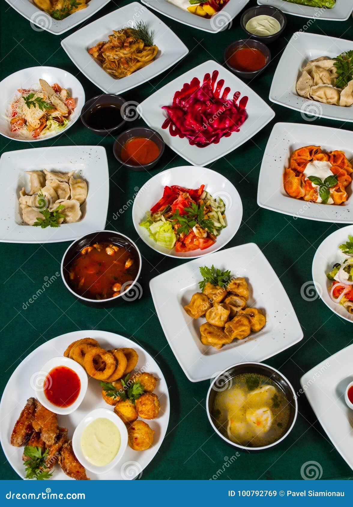 Dishes with Different Food on the Table. Stock Image - Image of ...