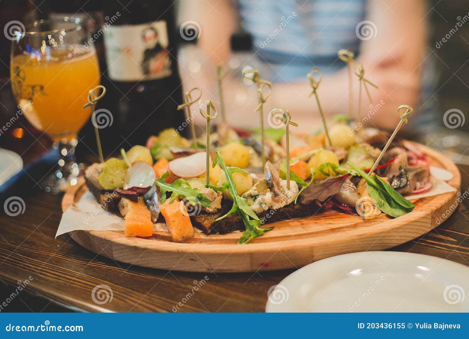 Dishes with Different Snacks on Bar Counter Editorial Image - Image of ...