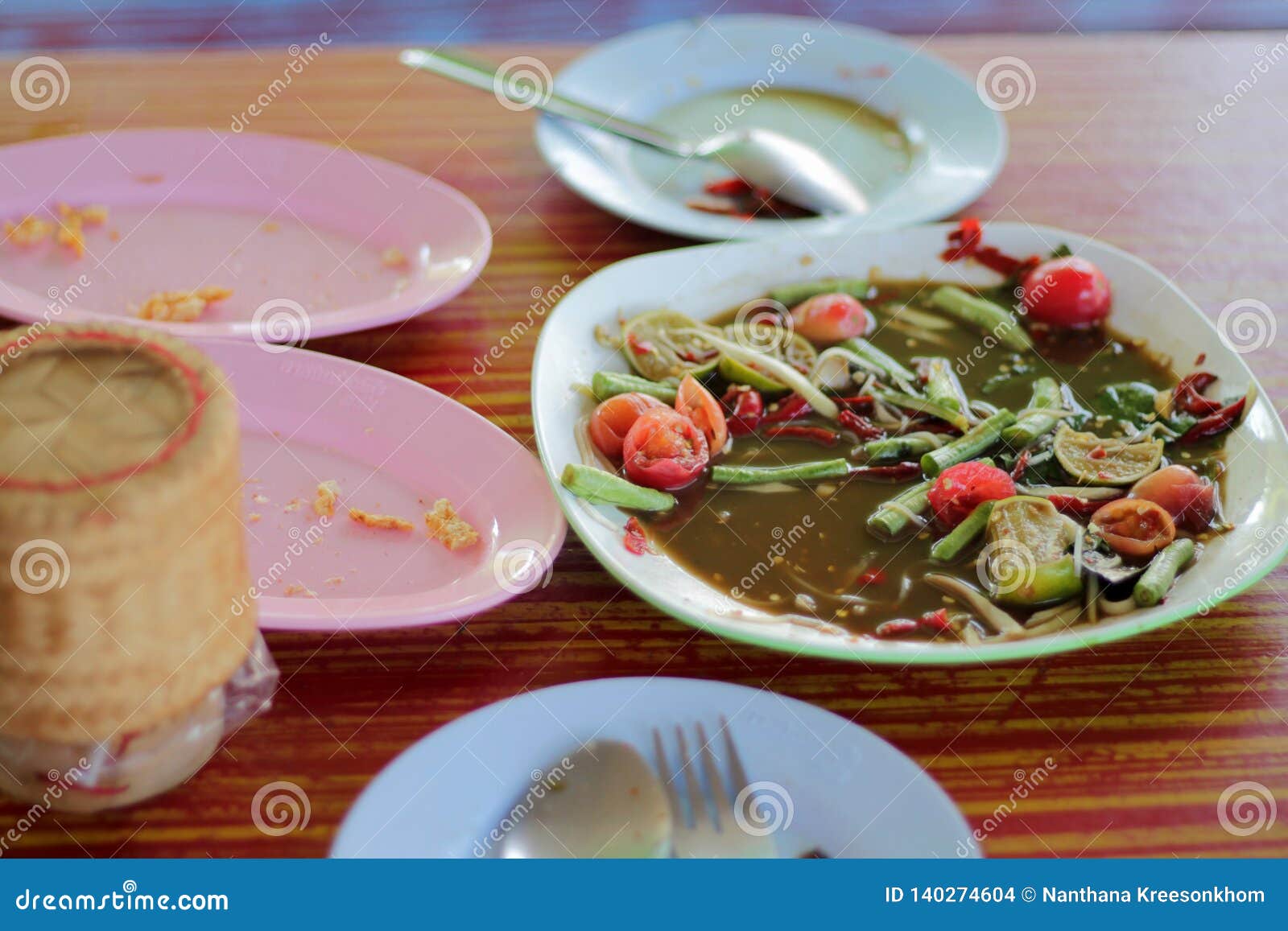 Food Scraps Placed on the Table Stock Photo - Image of asian ...