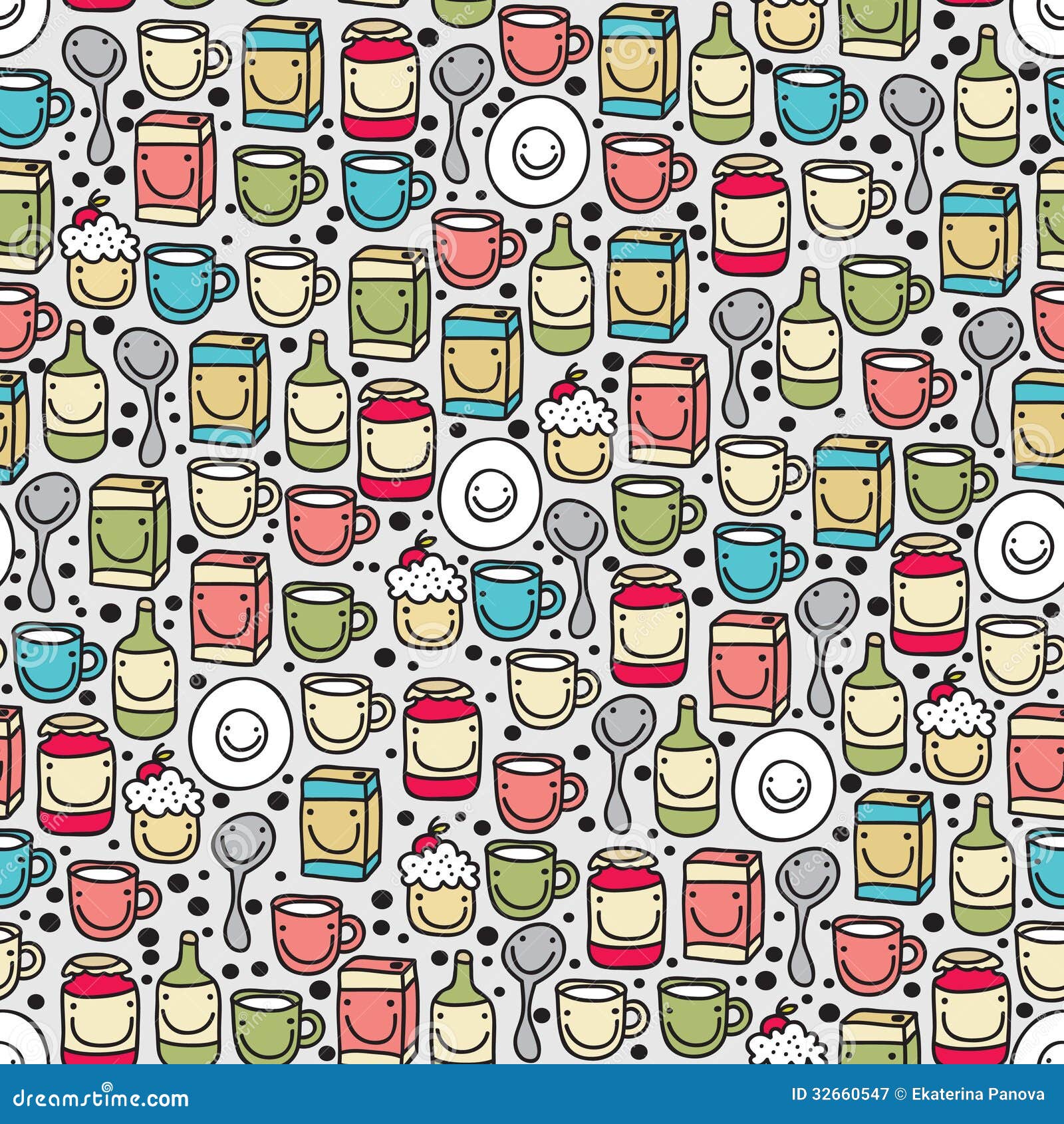 Dishes and Food Seamless Pattern. Stock Vector - Illustration of cake ...