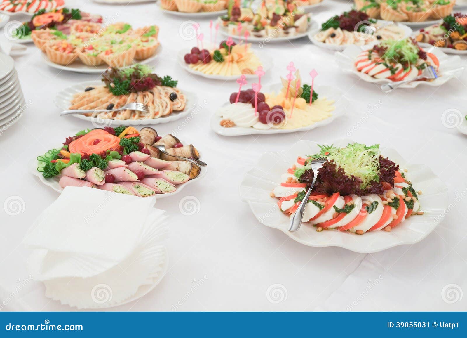 Dishes and Food on the Served Table Stock Image - Image of juice ...