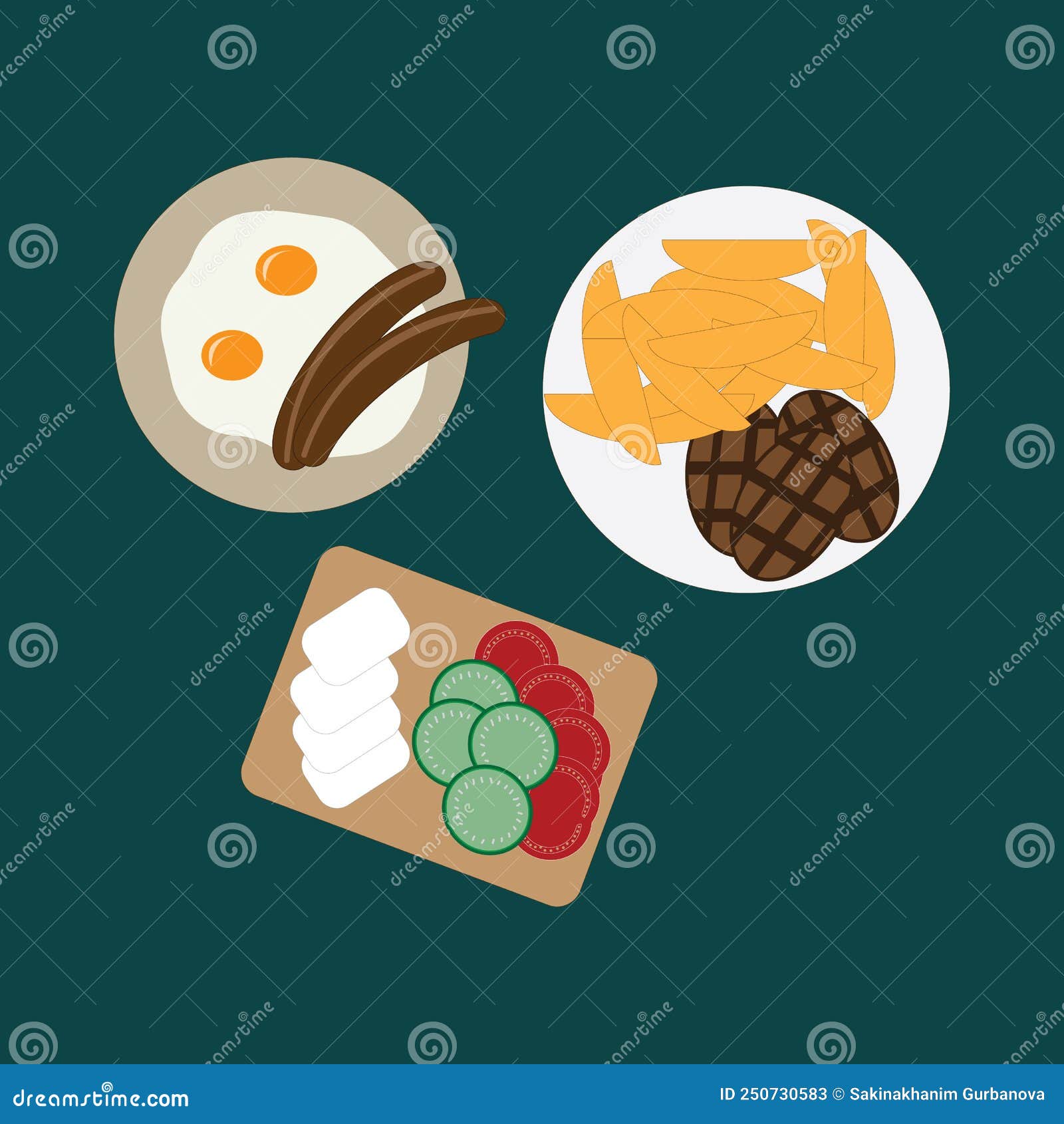 Dishes icon set stock vector. Illustration of side, dinner - 250730583