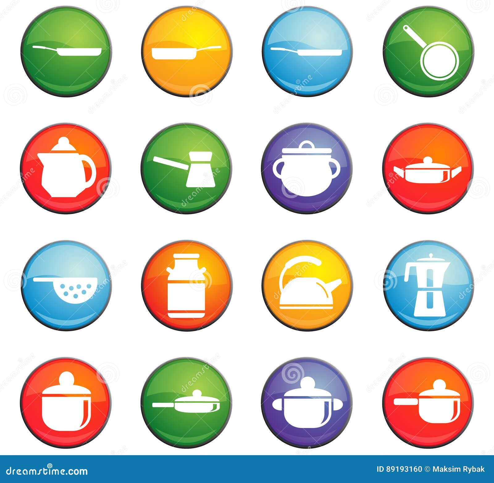 Dishes icon set stock illustration. Illustration of color - 89193160
