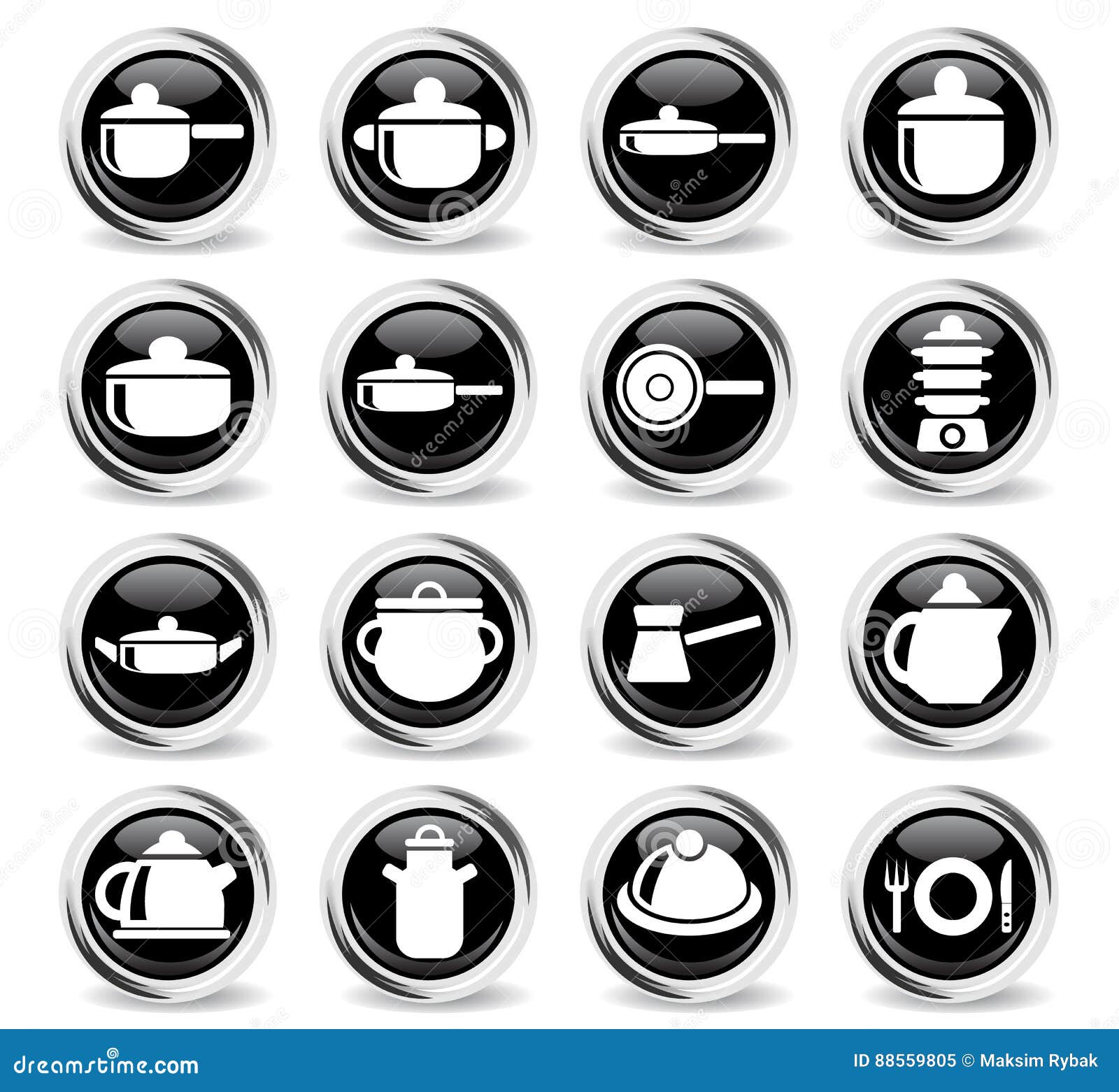 Dishes icon set stock illustration. Illustration of chef - 88559805