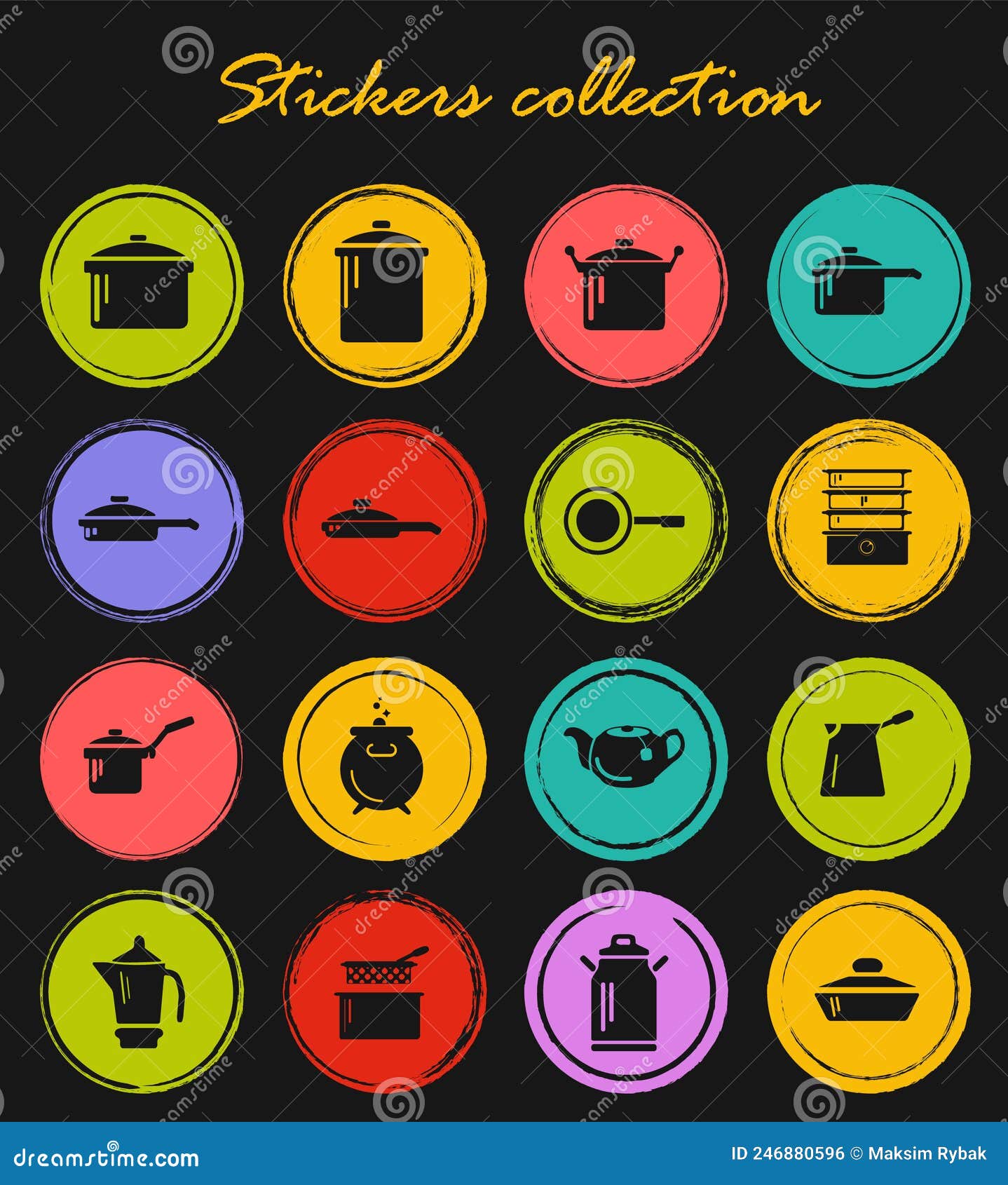 Dishes Icons set stock illustration. Illustration of cook - 246880596