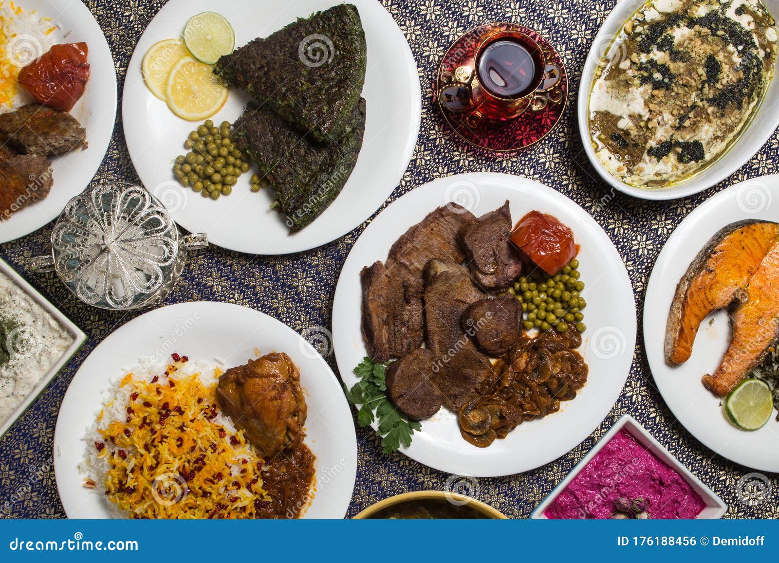 Dishes of Iranian cuisine stock photo. Image of basmati - 176188456