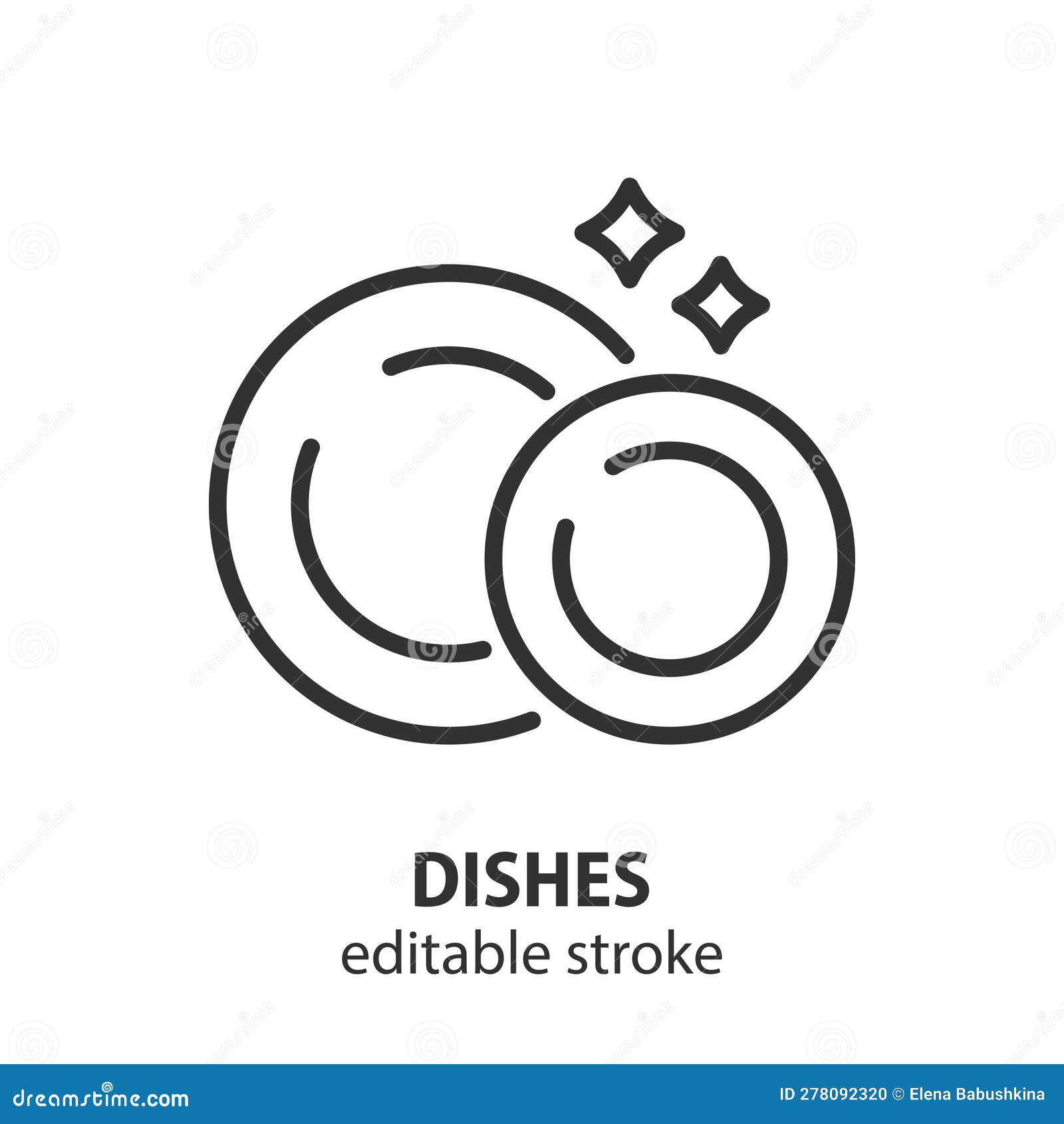 Dishes Line Icon. Clean Plates Vector Sign Stock Vector - Illustration ...