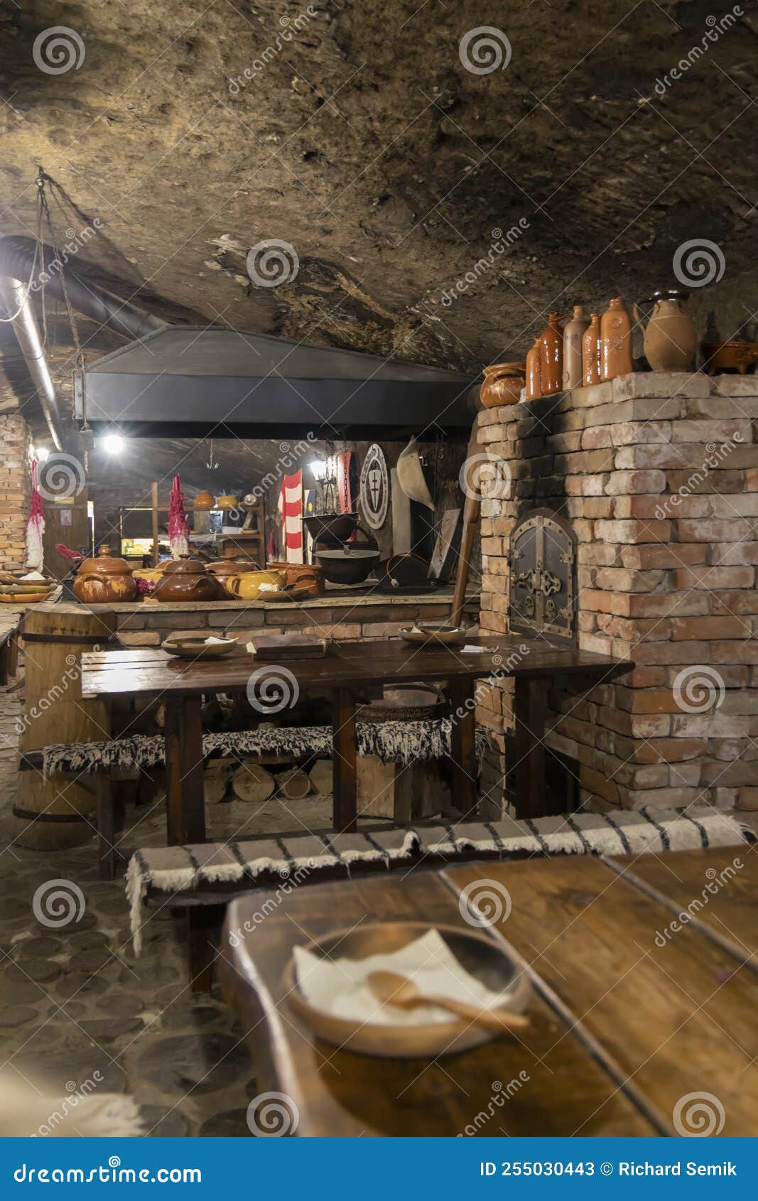 Dishes in a Medieval Tavern, Hungary Stock Image - Image of typical ...