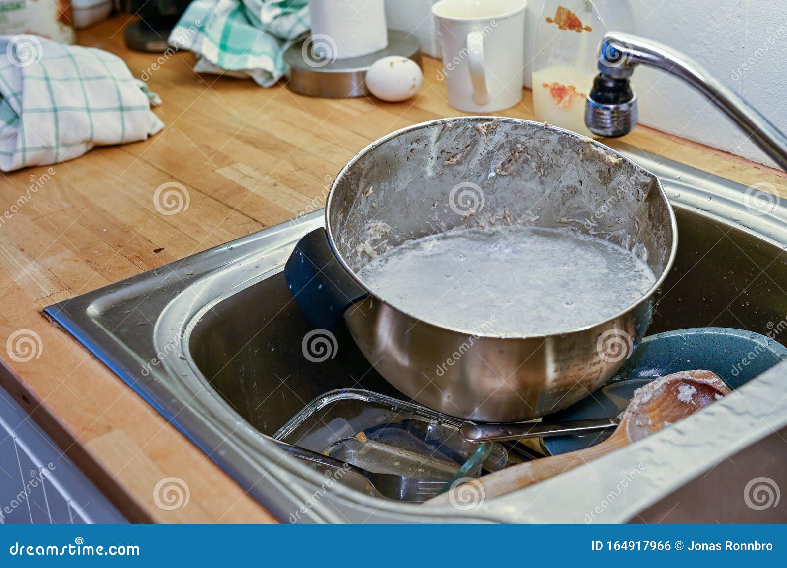 Dishes in a Sink after Baking Bread Stock Photo - Image of dishes ...