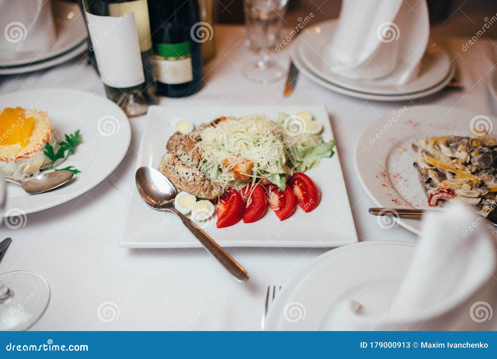Dishes on the table stock image. Image of restaurant - 179000913